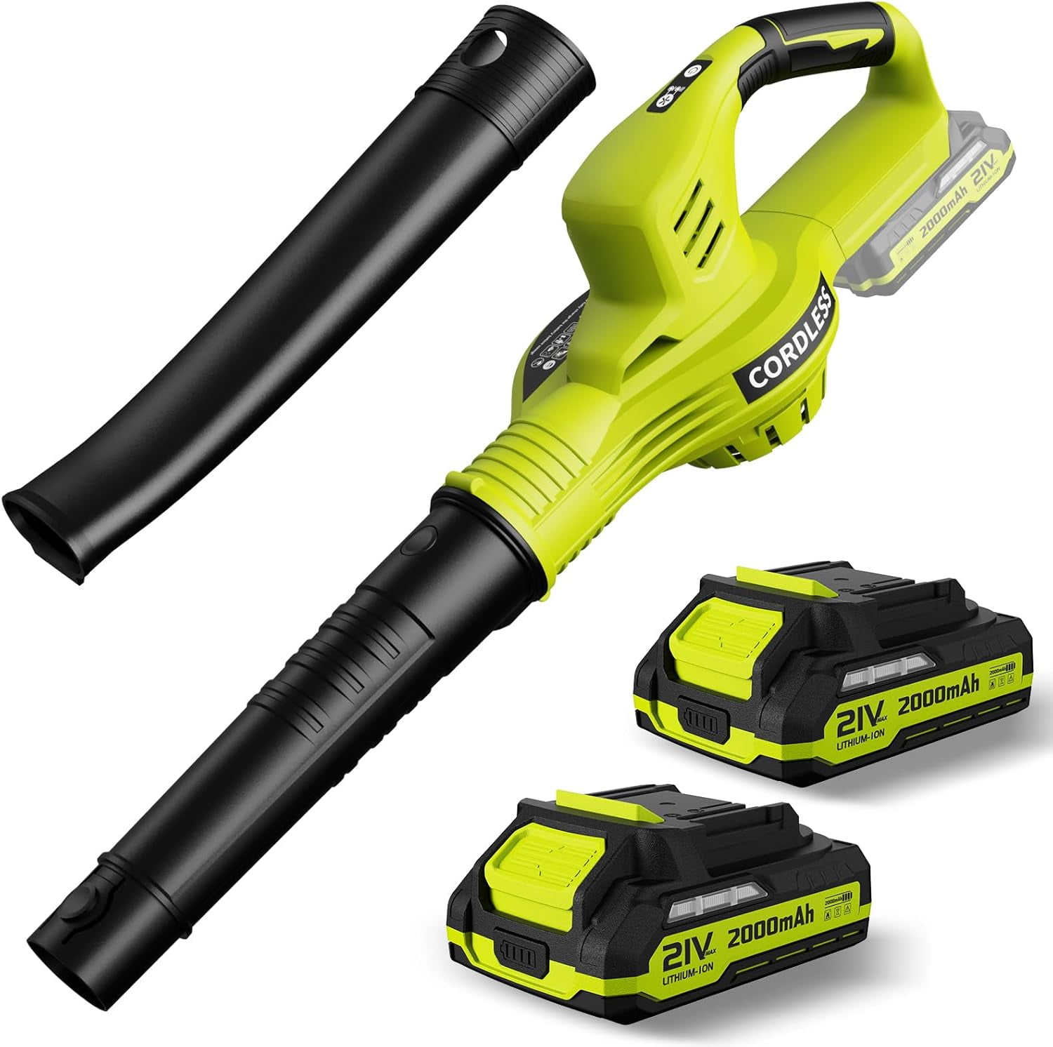 Leaf Blower Cordless - 21V Powerful Electric Leaf Blower with 2 ...