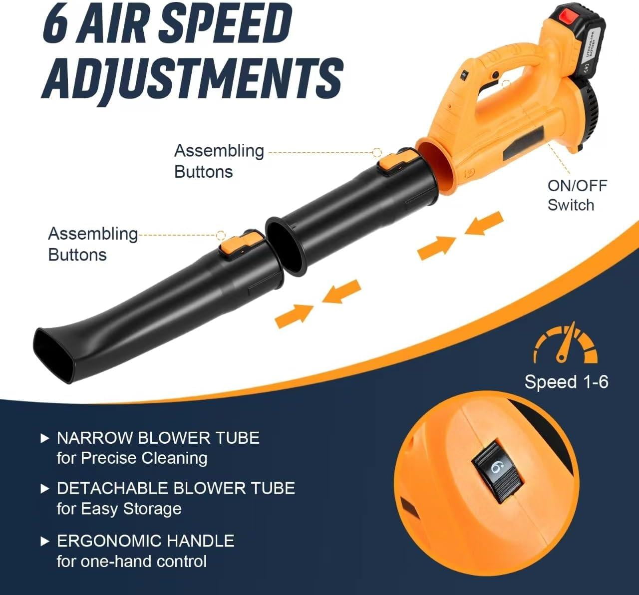 Leaf Blower Cordless with 4.0Ah Battery and Charger, 6 Speed Mode ...