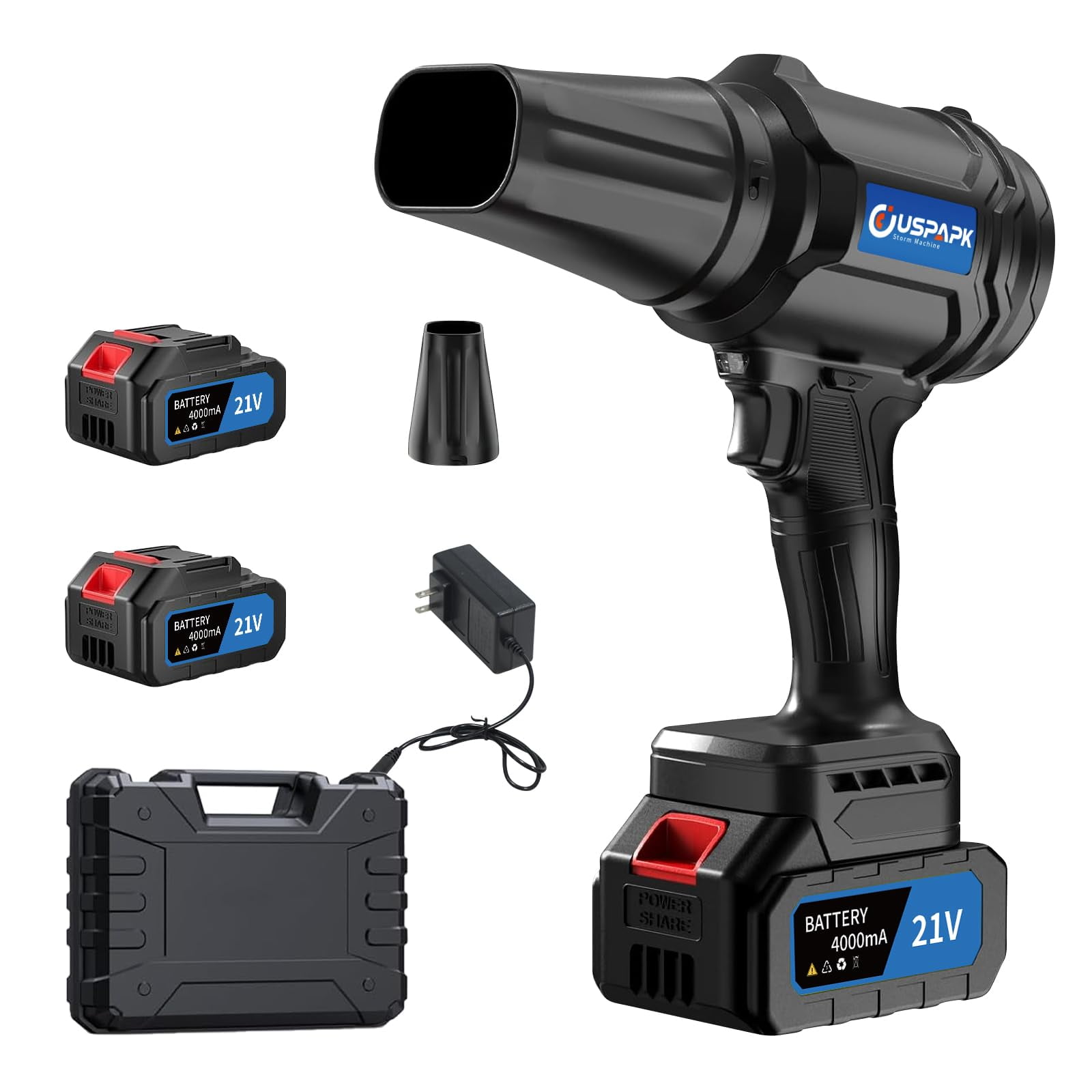 Leaf Blower Cordless - 600000RPM - 21V Electric Leaf Blower with 2×4 ...