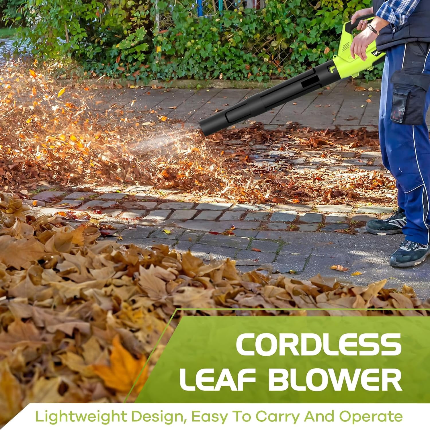 Leaf Blower, Electric Cordless Leaf Blower with 2 Batteries and Charger ...