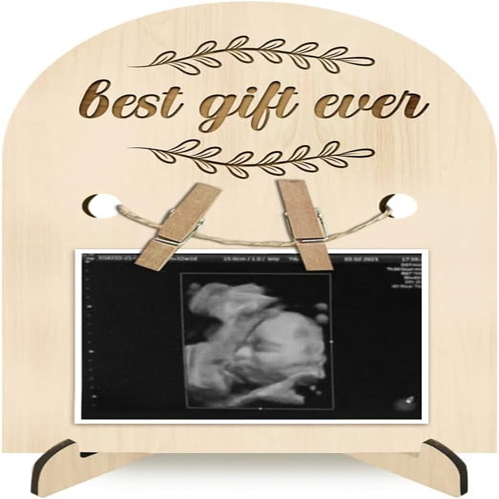 Leaf Border Pattern Wood Announcement Picture Frame Stand 7.09x4.92x0 ...