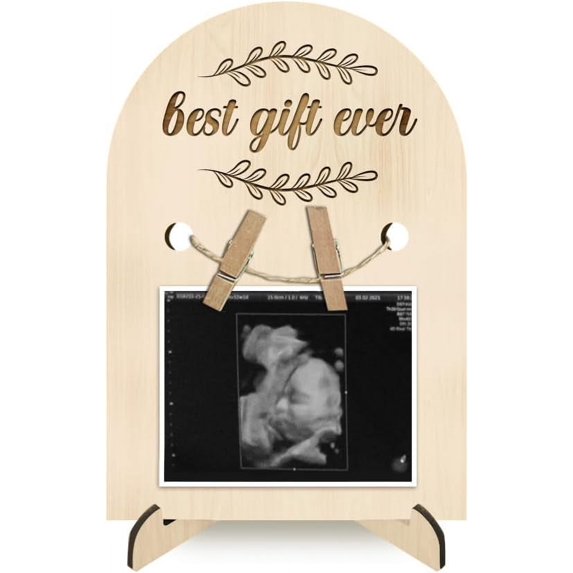 Leaf Border Pattern Wood Announcement Picture Frame Stand 7.09x4.92x0 ...