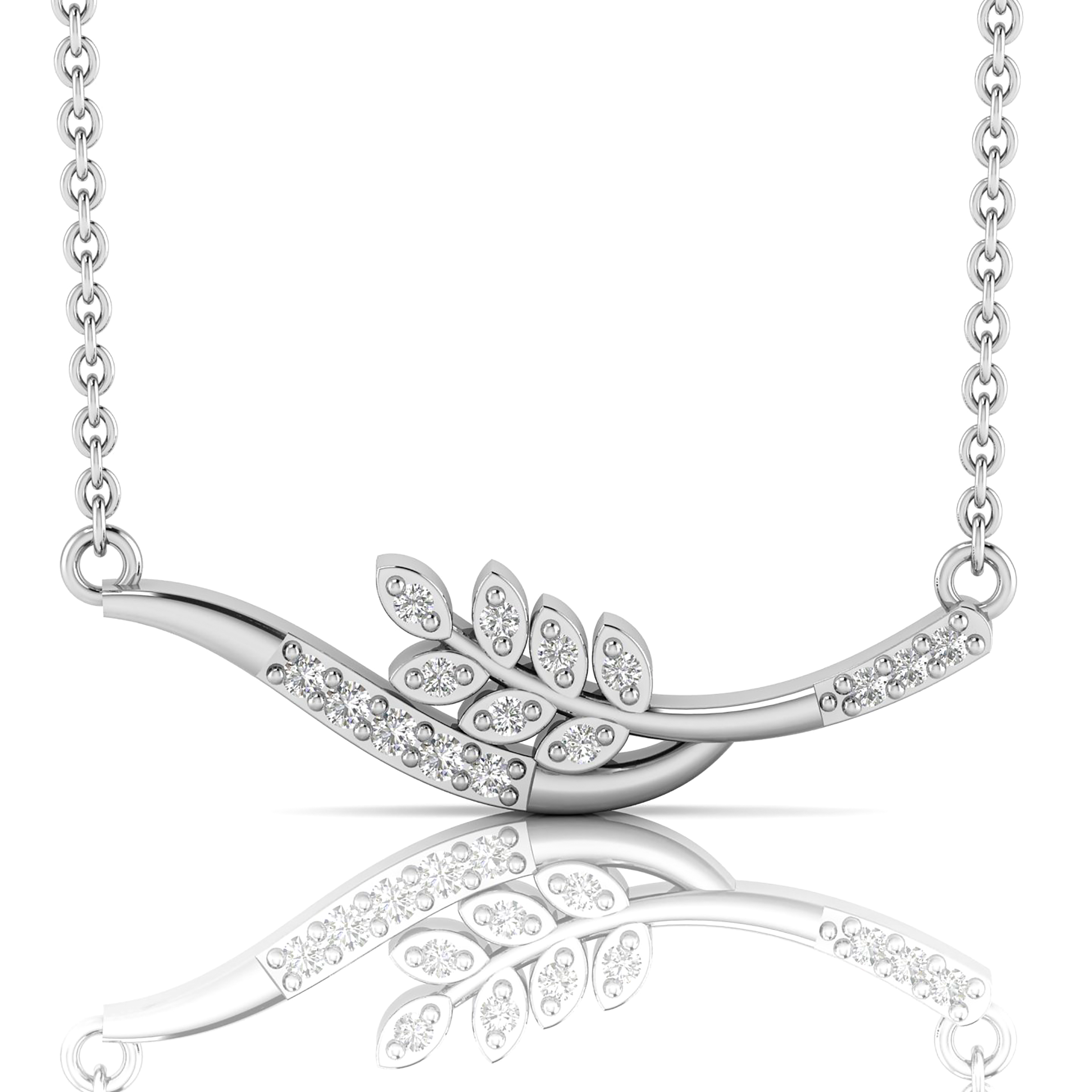 Leaf & Branch Curved Diamond Silver Pendent Huzurr - Walmart.com