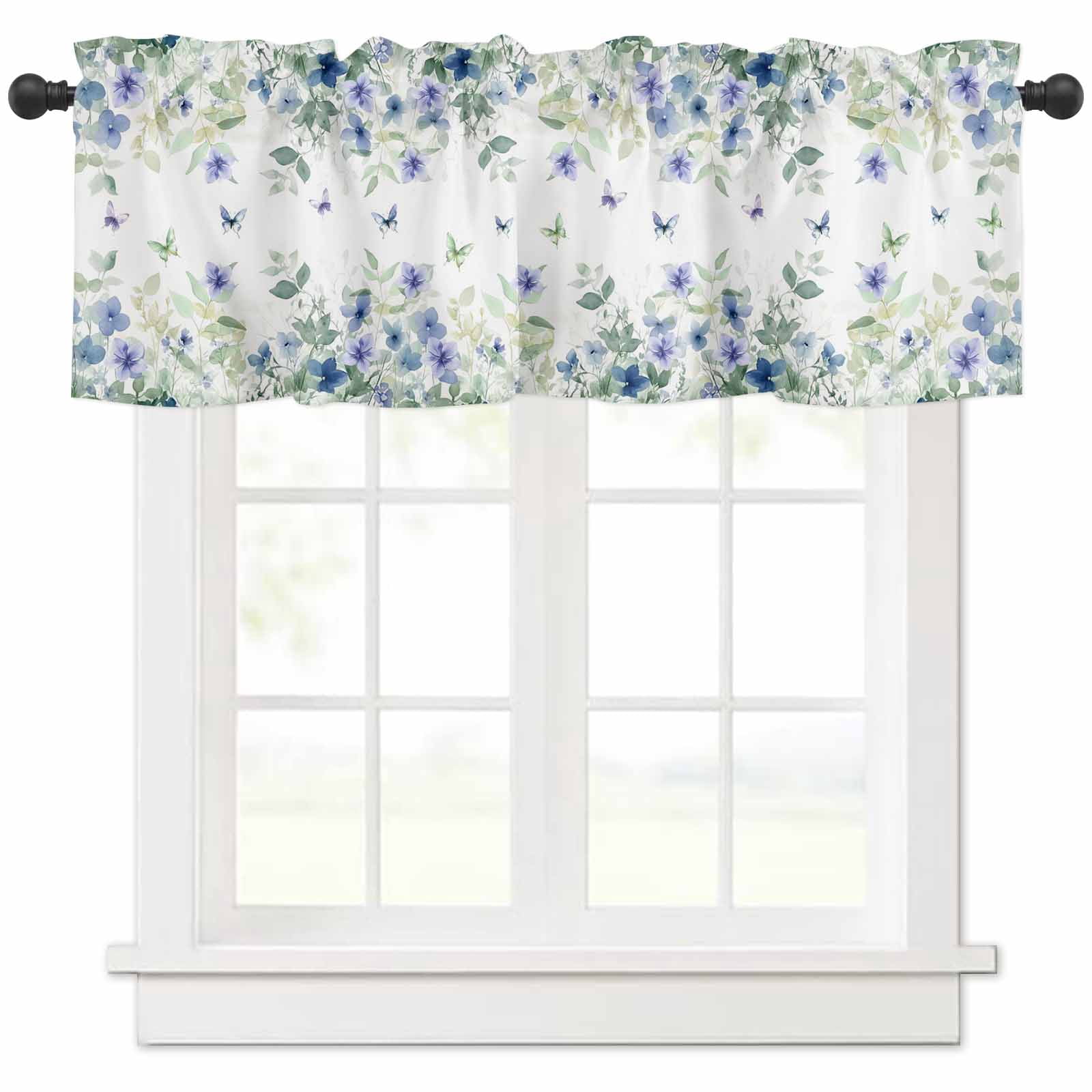 Leaf Butterfly Valances for Windows Farmhouse Kitchen Curtains Valances ...