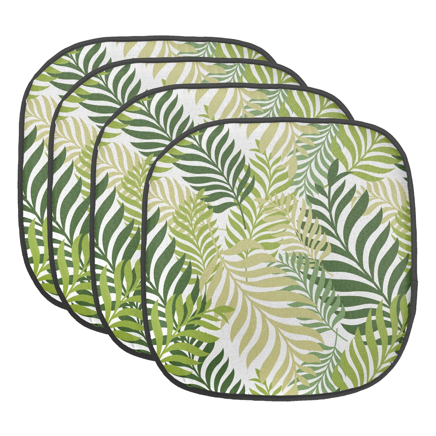 Leaf Chair Seating Cushion Set of 4, Tropic Exotic Palm Tree Leaves ...