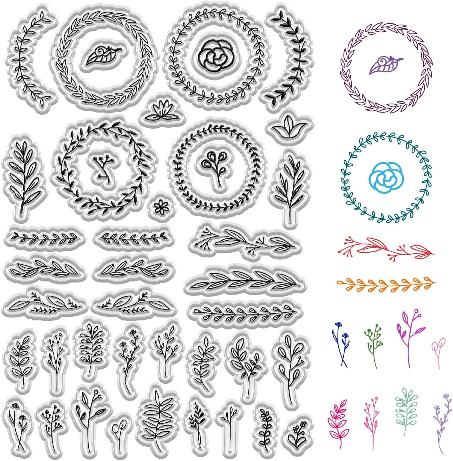 Leaf Clear Rubber Stamps Flower Garland Vintage Plant Reusable ...