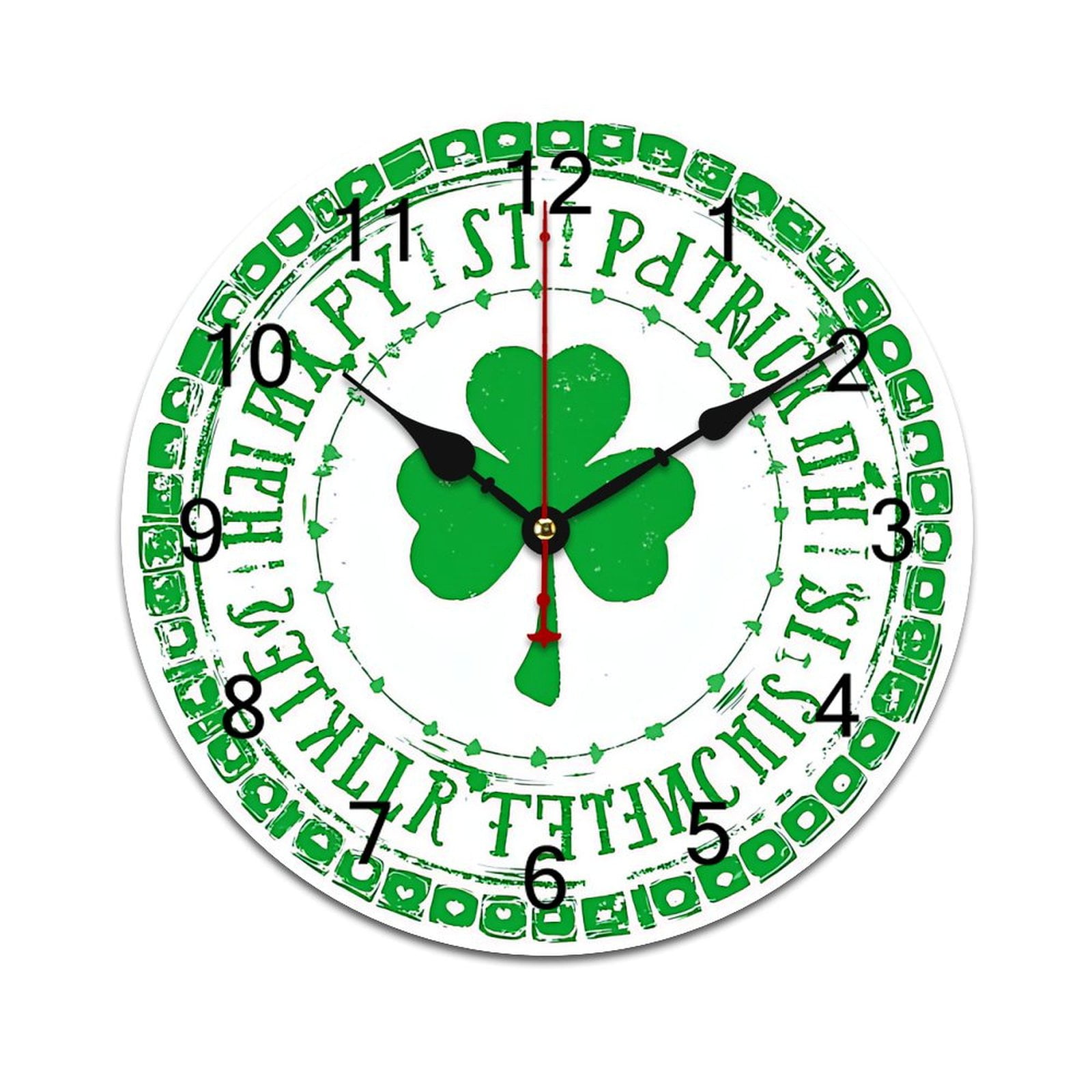 Leaf Clover Green Bedroom Wall Clock Large Modern Kitchen Dinning Round ...