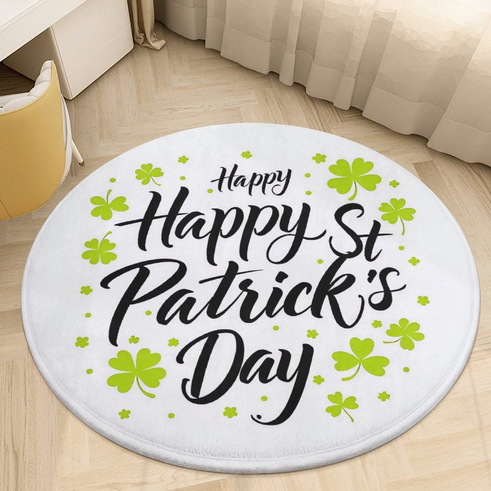 Leaf Clover Green Round Area Rugs for Bedroom Living Room, 6FT Soft ...