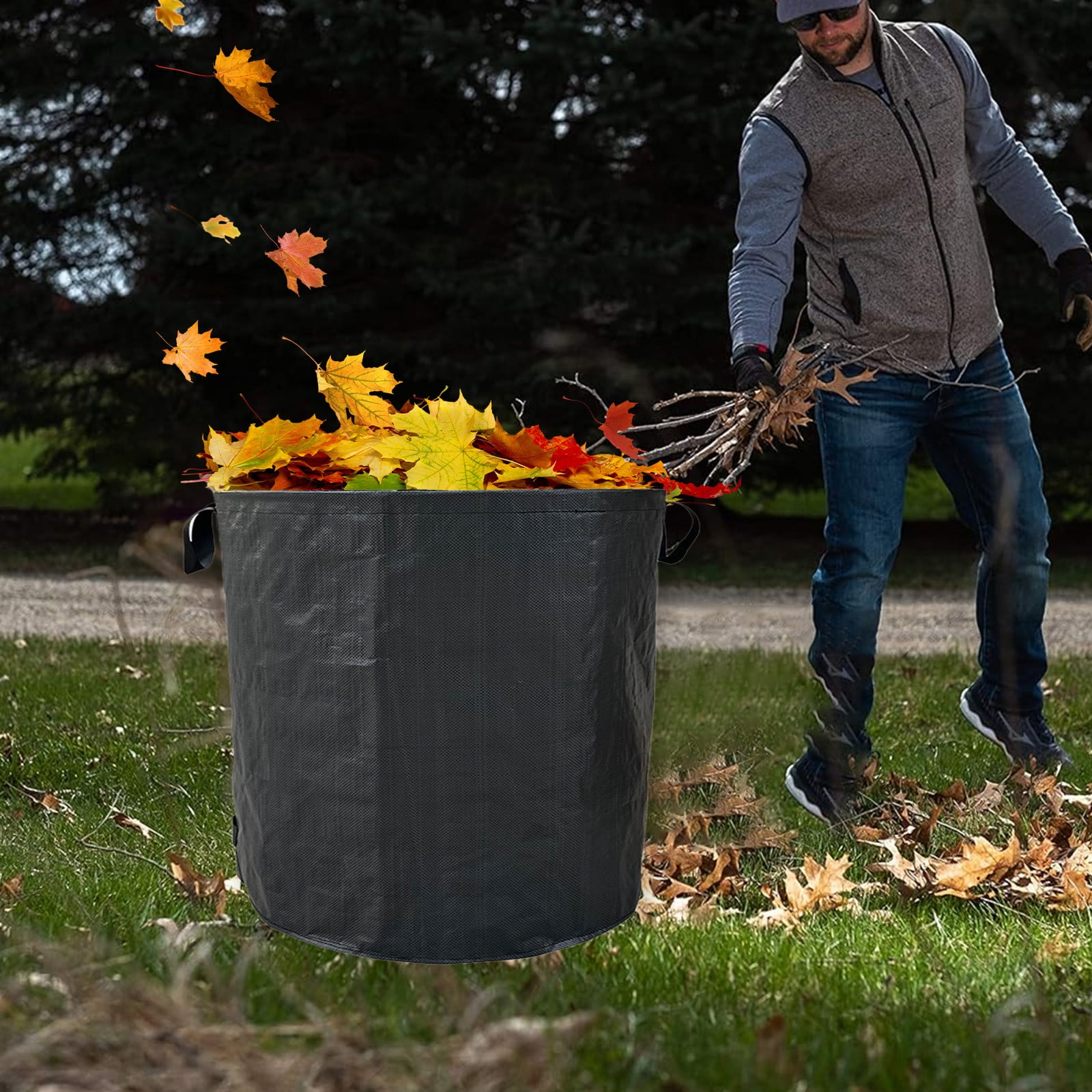 Leaf Collector Leaf Bag Chute, Portable Pop Up Leaf Bags Garden Bag ...