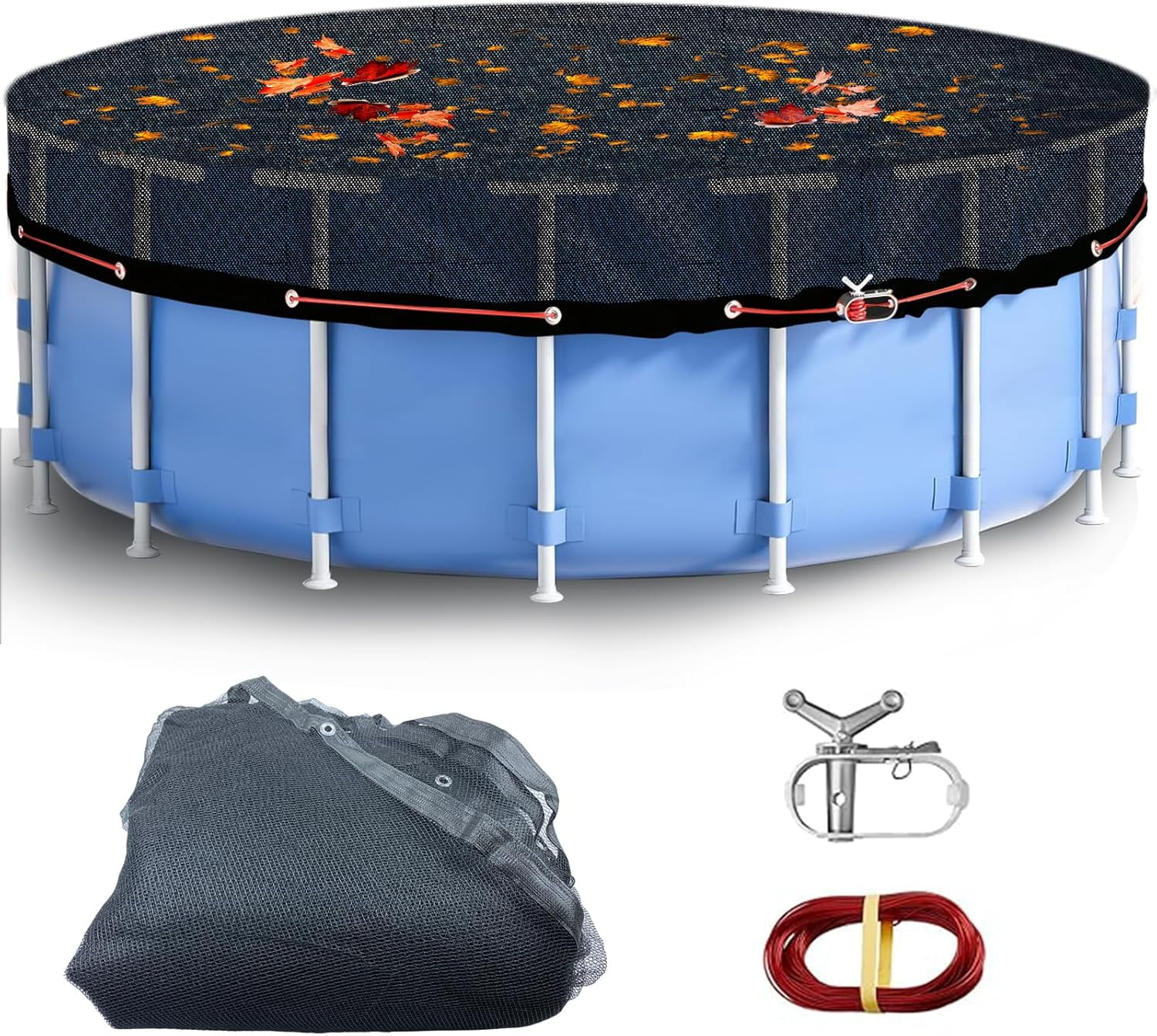 Leaf Cover for Above Ground Pool, Durable Black Mesh Swimming Pool Leaf ...
