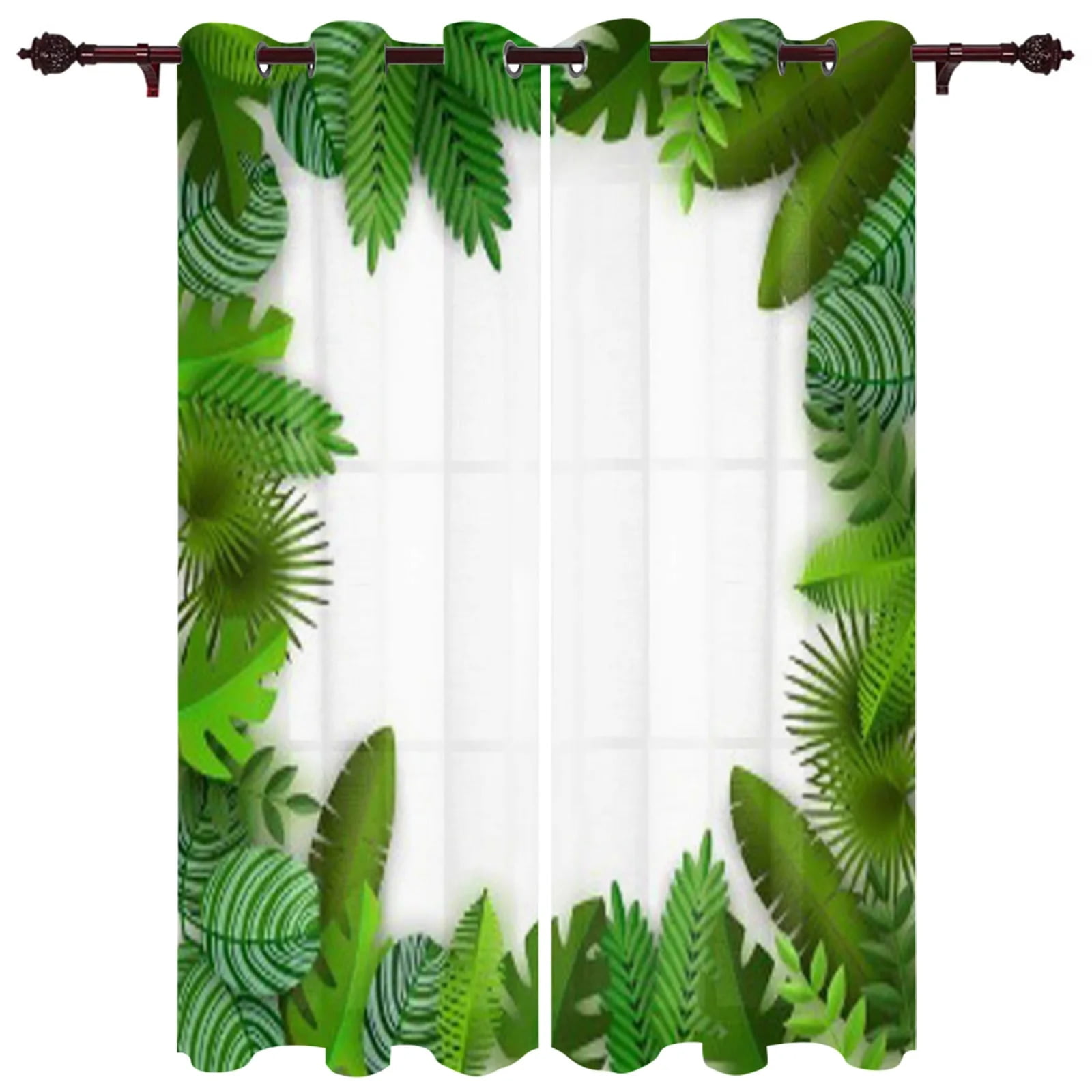 Leaf Curtain Exotic Tropical Palm Leaf Pattern Curtains for Bedroom ...