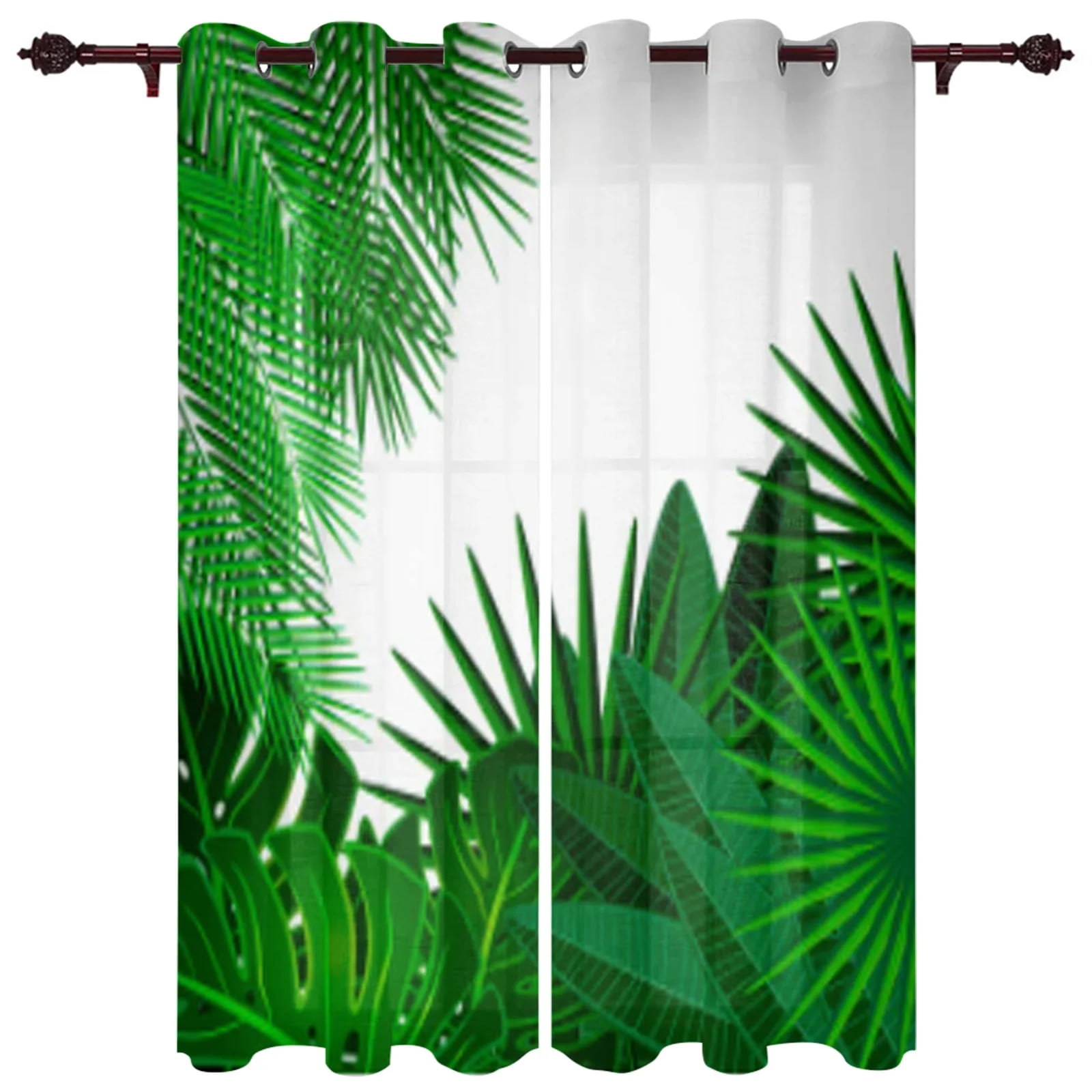 Leaf Curtain Exotic Tropical Palm Leaf Pattern Curtains for Bedroom ...