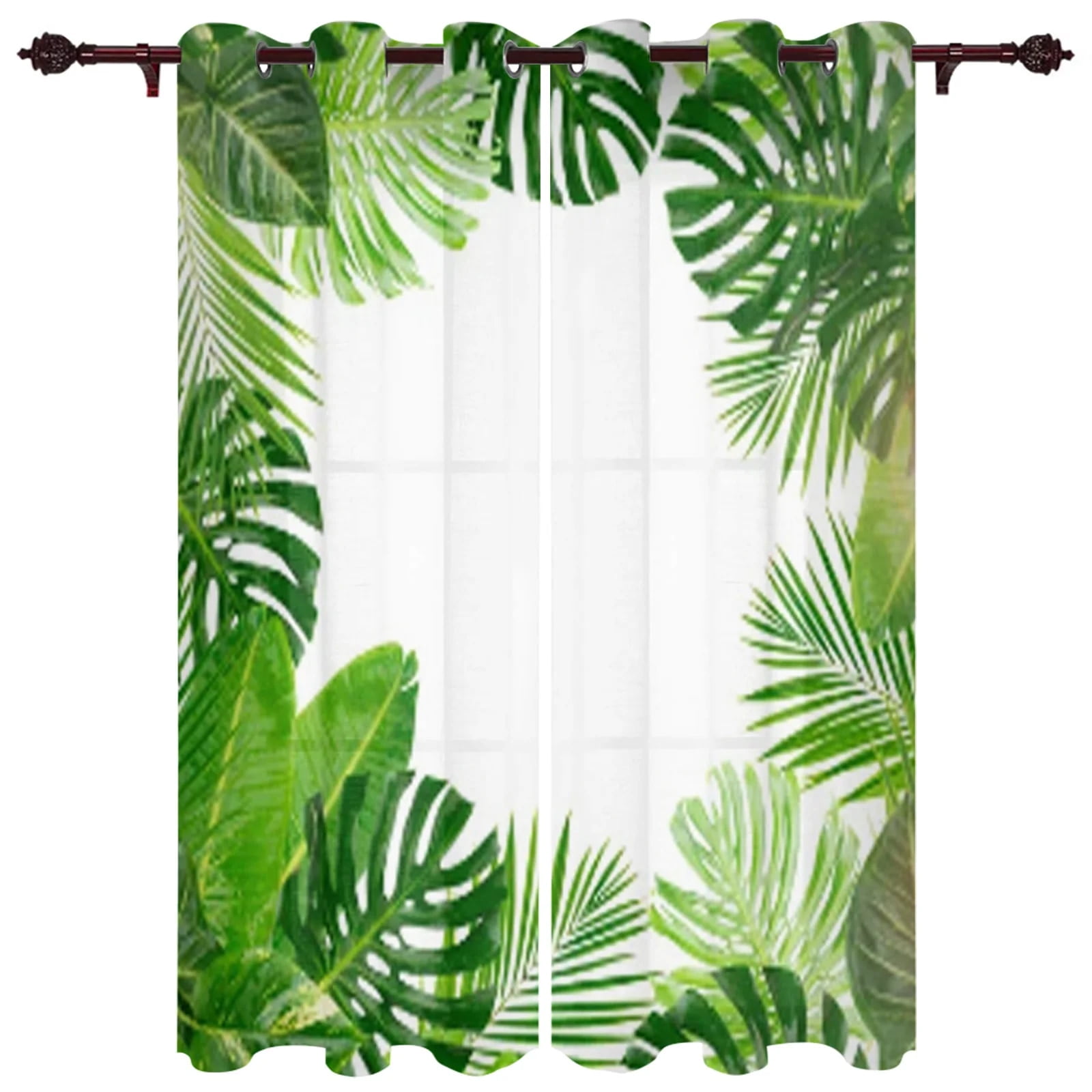 Leaf Curtain Exotic Tropical Palm Leaf Pattern Curtains for Bedroom ...