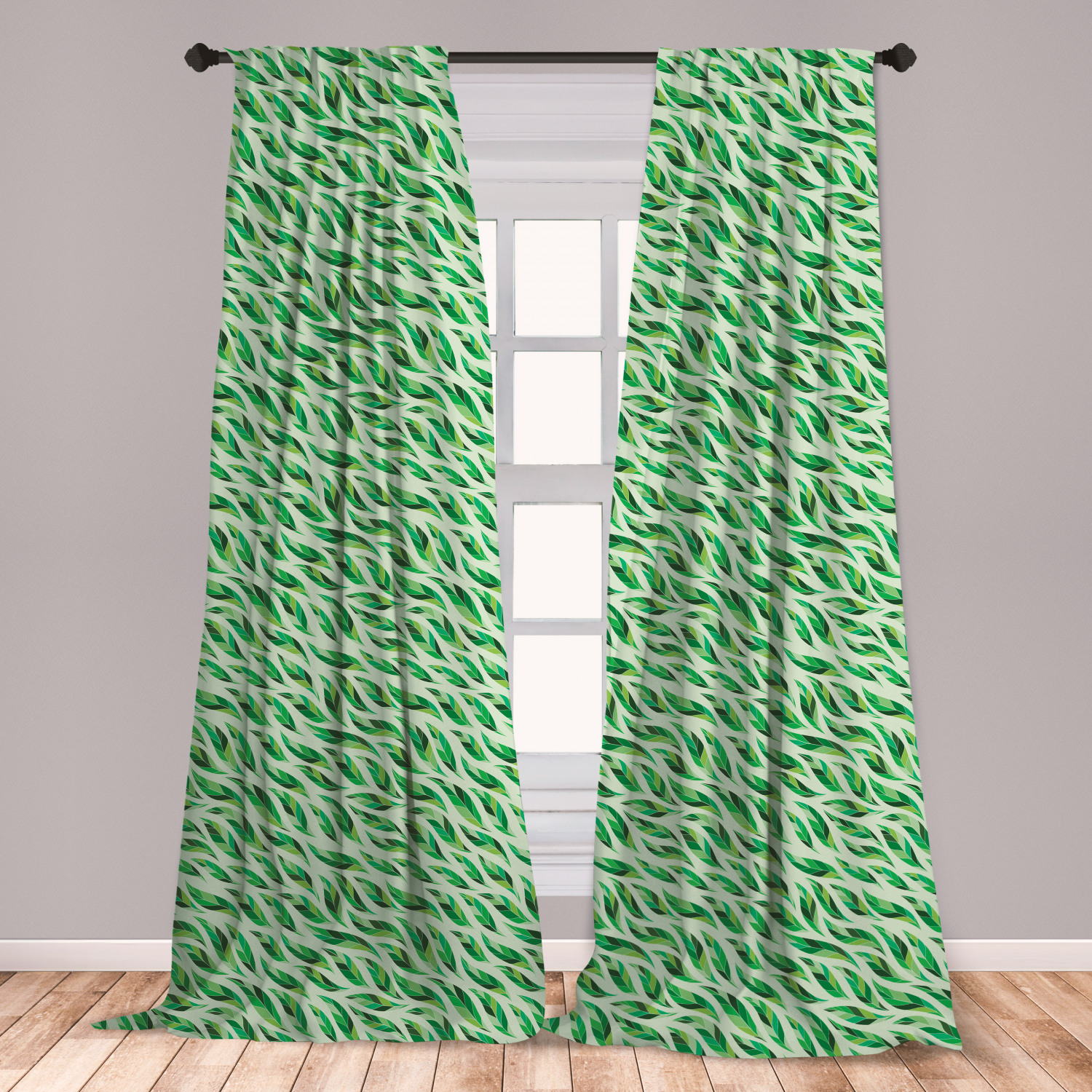 Leaf Curtains 2 Panels Set, Wavy Line Abstract Colorful Tea Leaves with ...