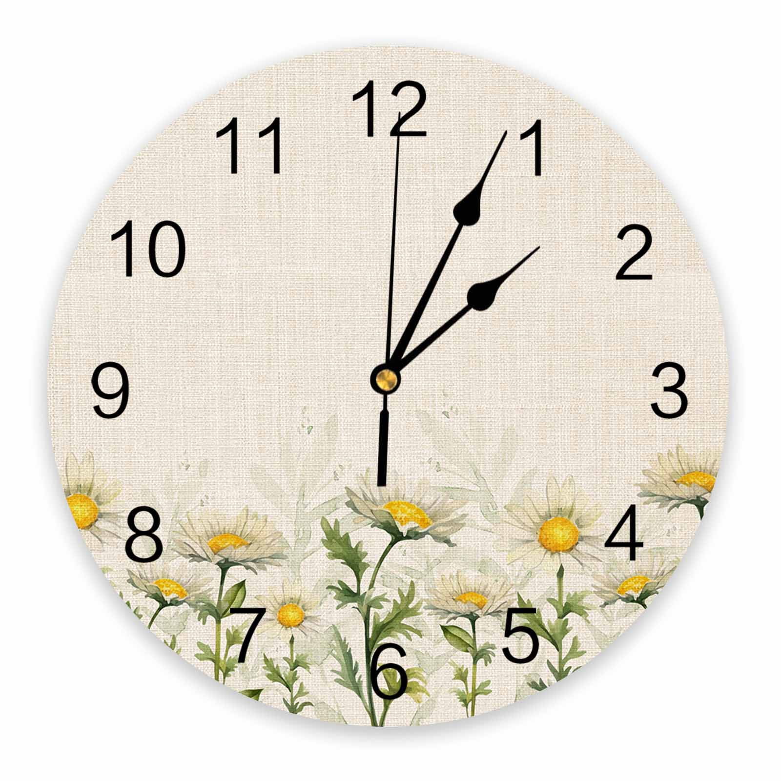 Leaf Daisy Watercolor PVC Wall Clock Bedroom ration Wall Clock Modern ...
