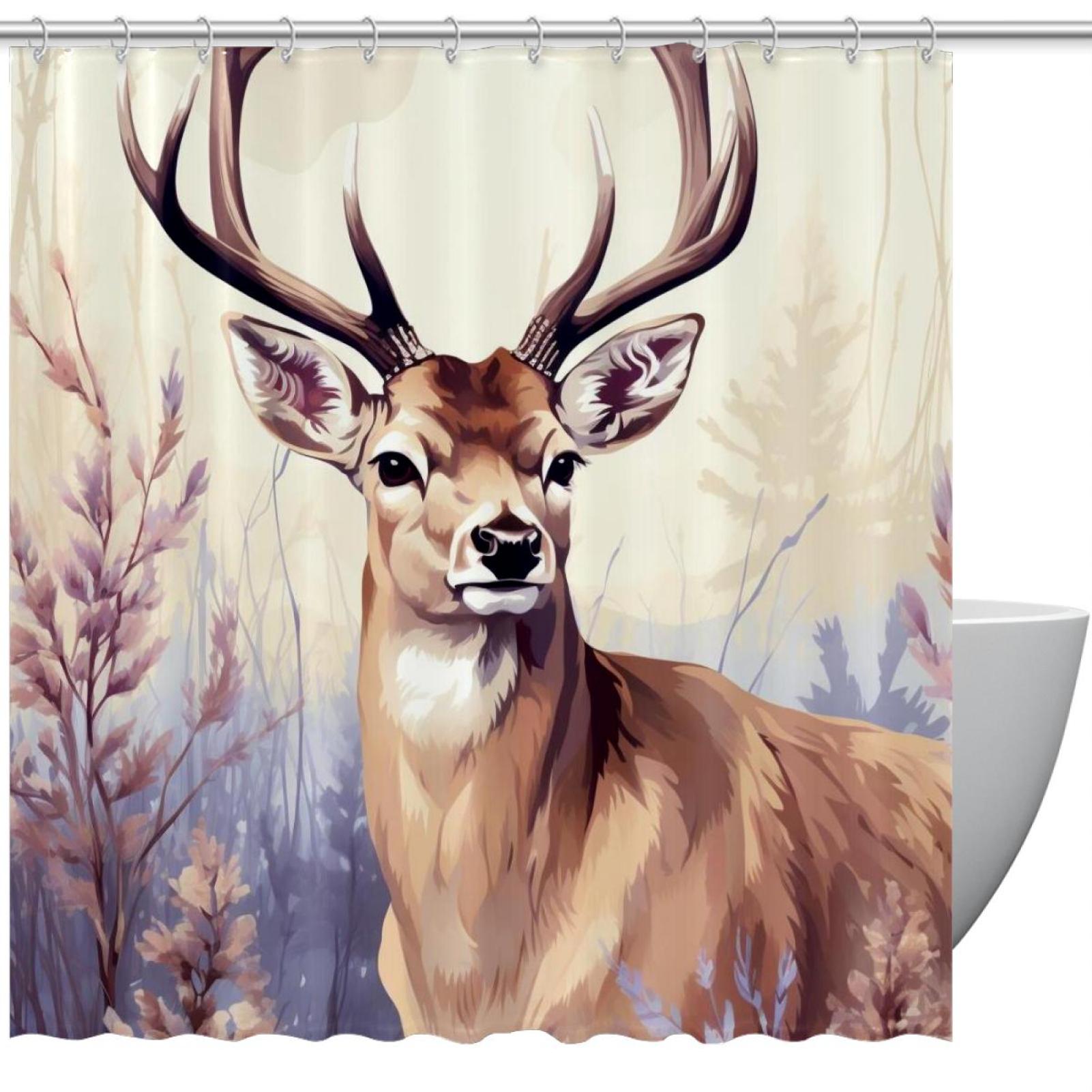 Leaf Deer Shower Curtain for Bathroom, Aesthetics Patterns Curtain ...