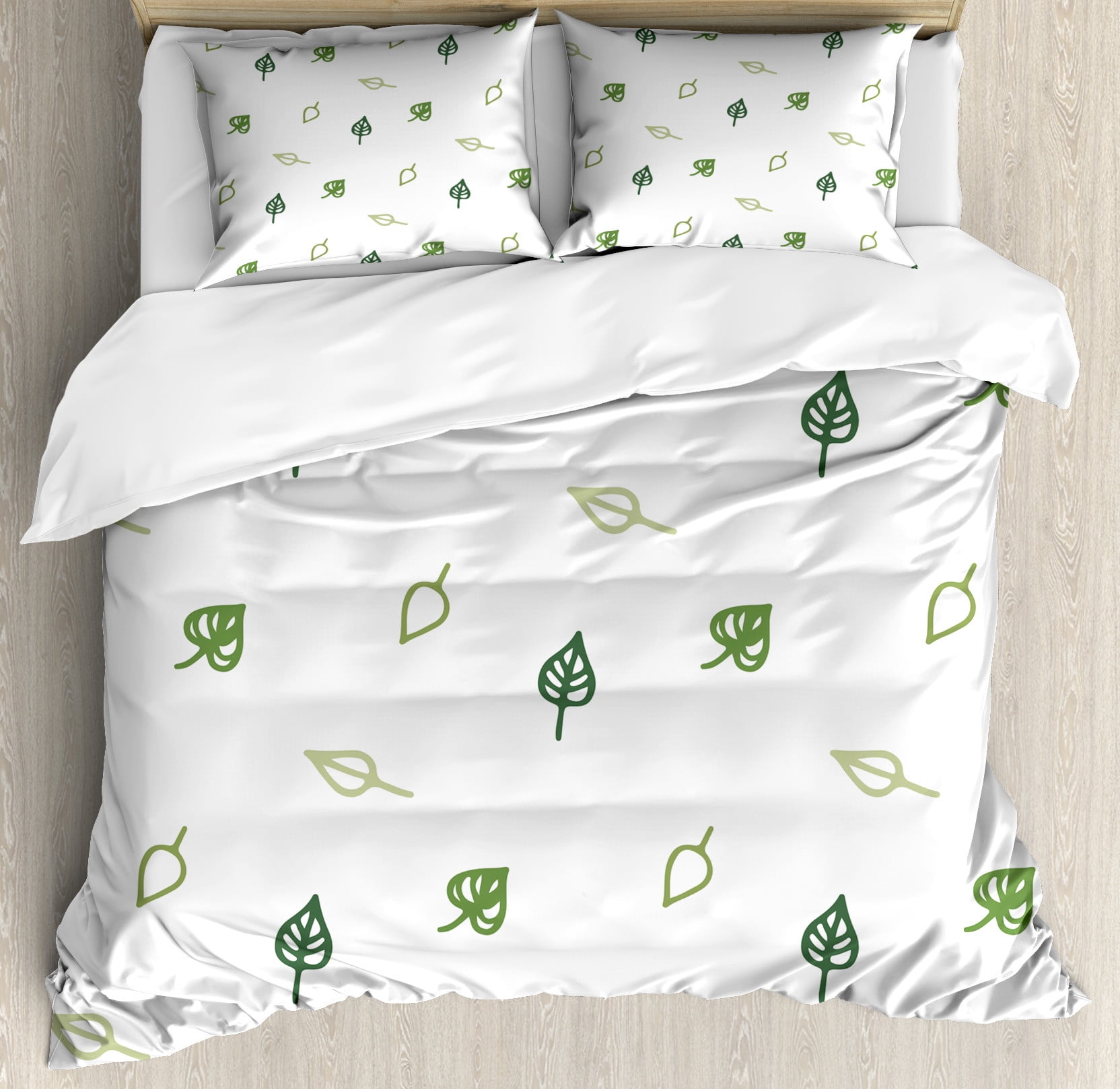 Leaf Duvet Cover Set, Modern and Minimalistic Leaves Style with ...