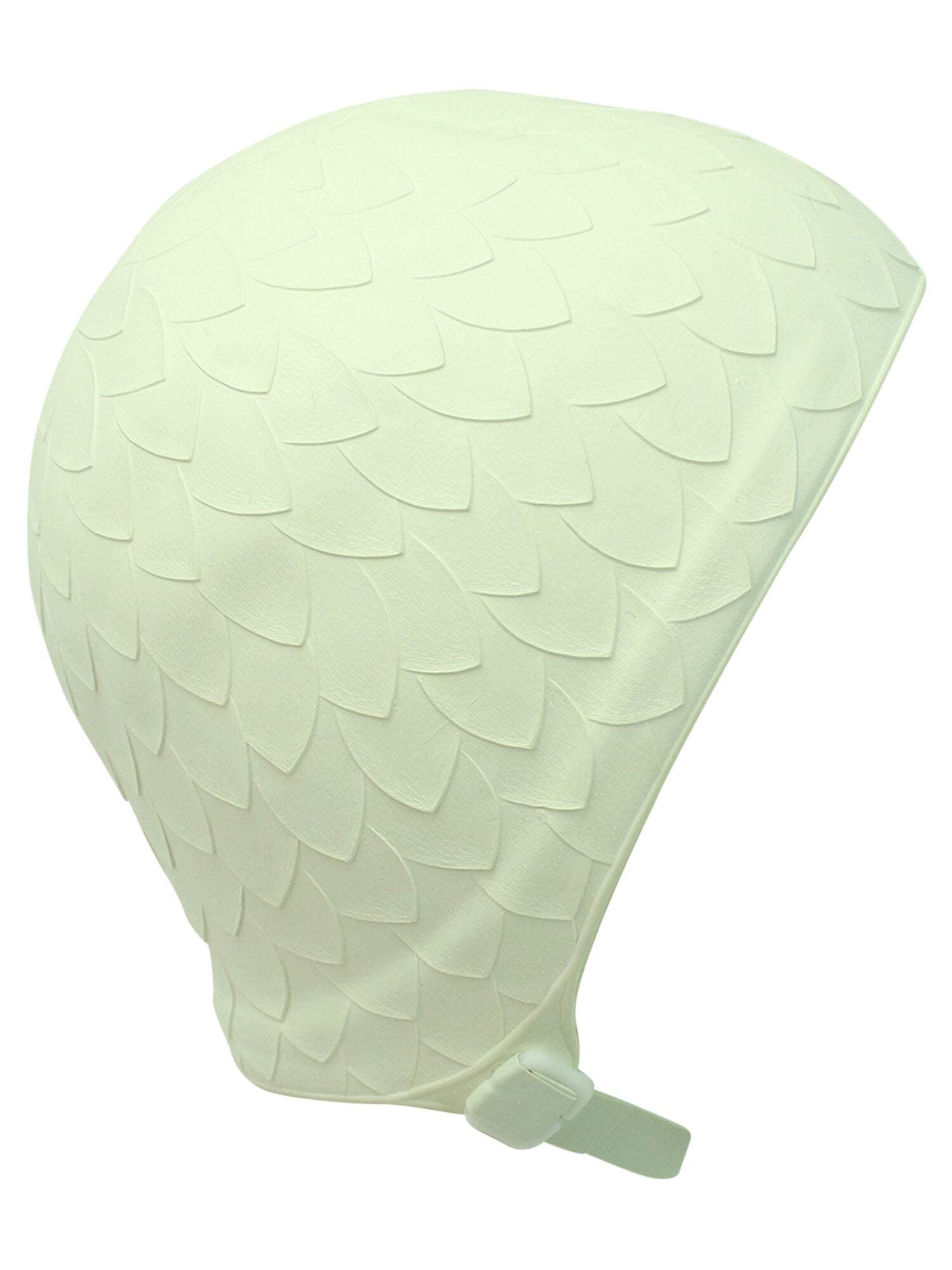 Leaf Embossed White Latex Swim Cap With Chin Strap - Walmart.com