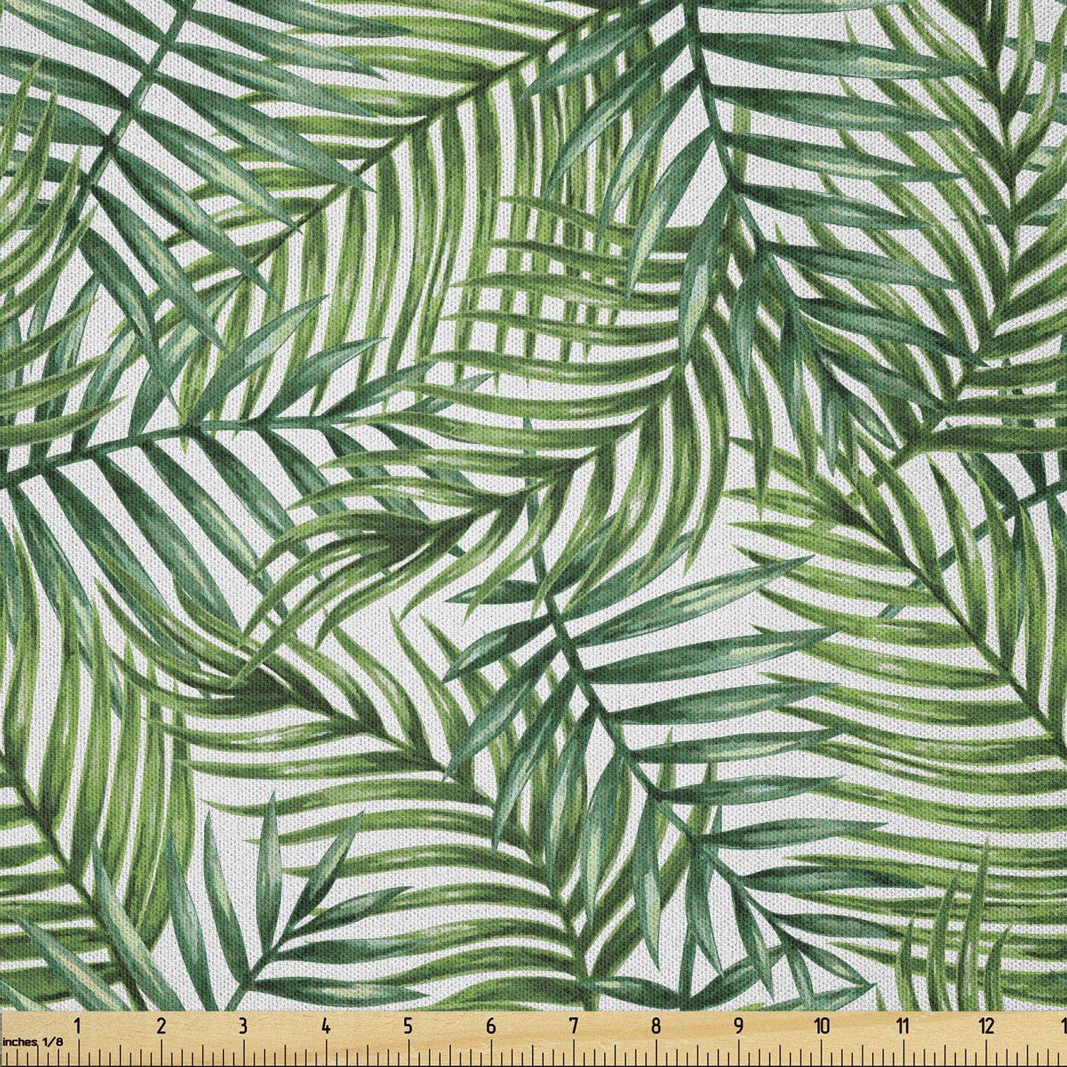 Leaf Fabric by The Yard, Watercolor Print Botanical Wild Palm Trees ...