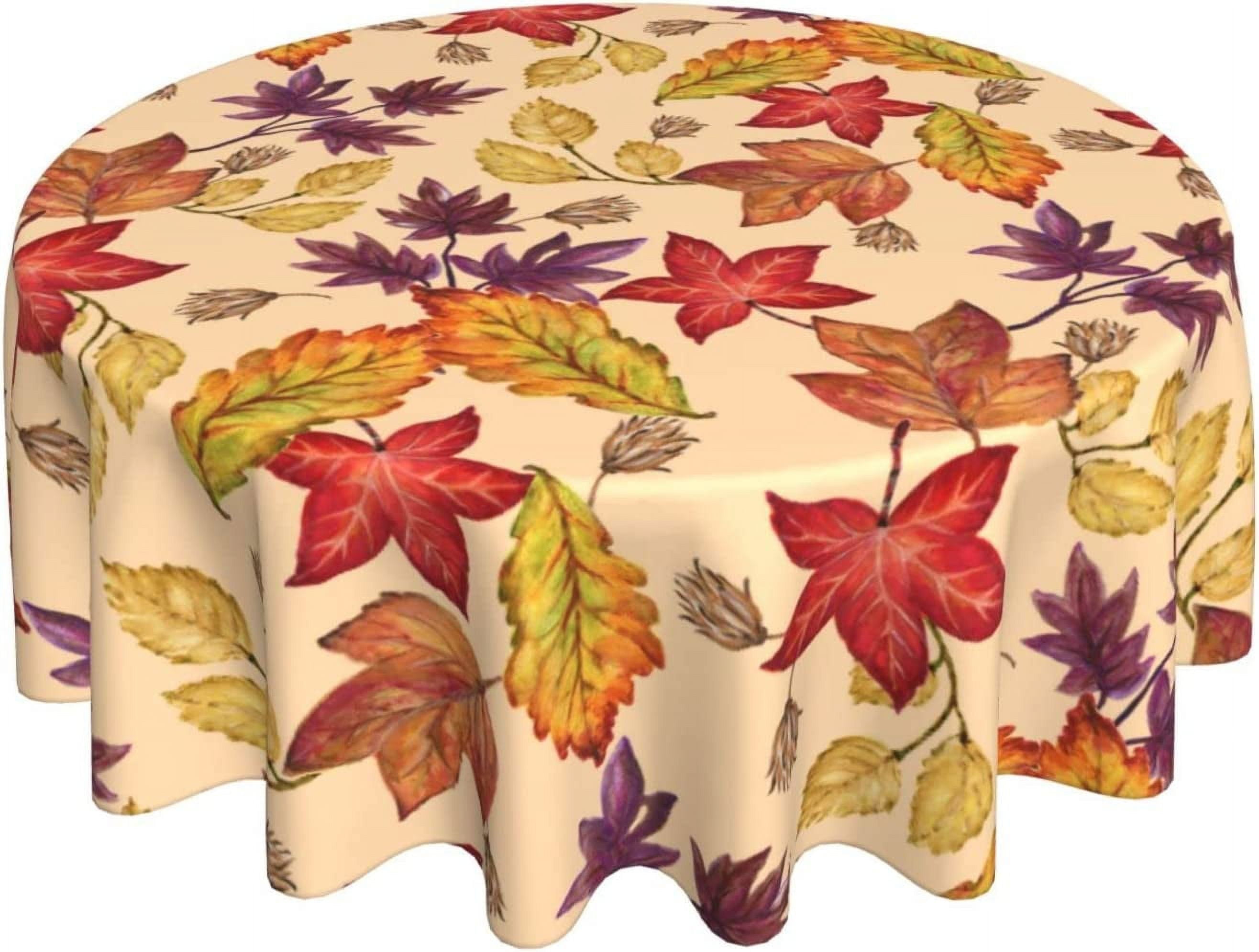 Leaf Fall Tablecloth Round 60 Inch Thanksgiving Tablecloth Circular ...