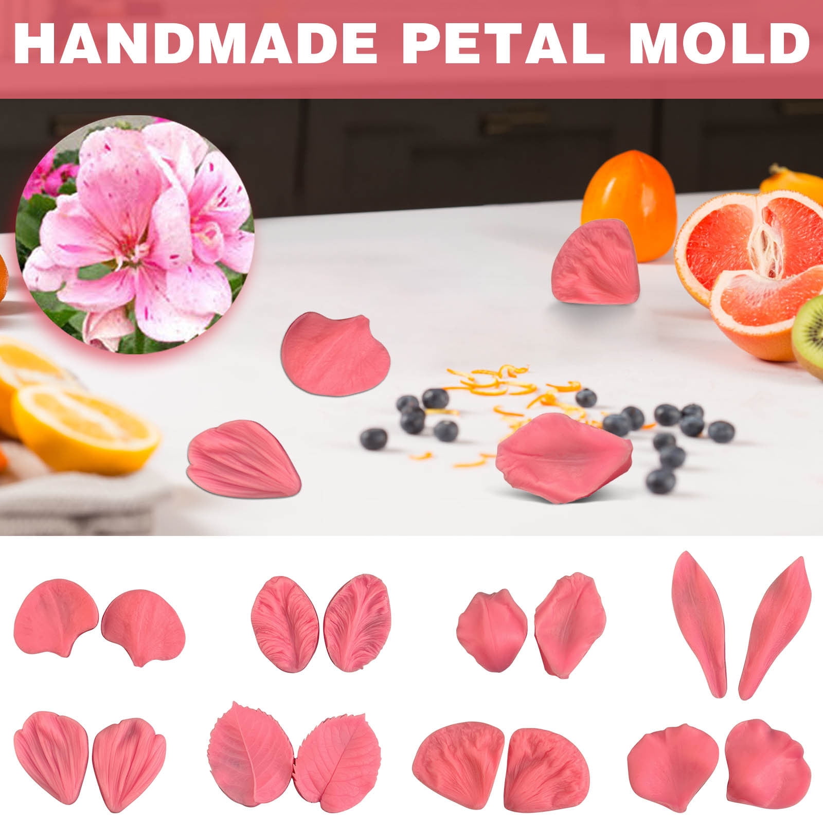 Leaf Flower Candy Cake Mold Set | Silicone Rose Petal Anemone Orchid ...