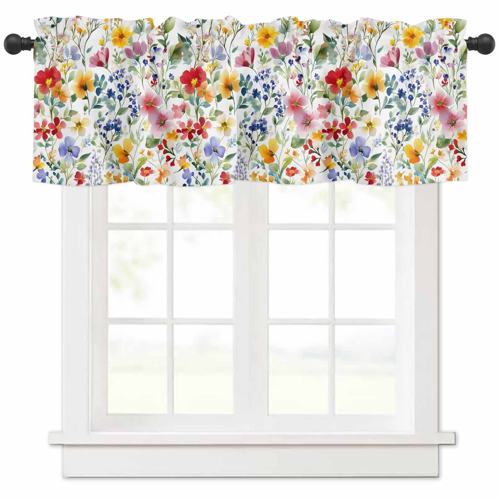 Leaf Flower Valances for Windows Farmhouse Kitchen Curtains Valances ...