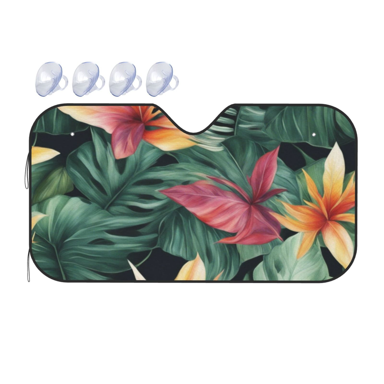 Leaf Flowers Nordic Tropical Plants Design Car Windshield Sun Shade Sun ...
