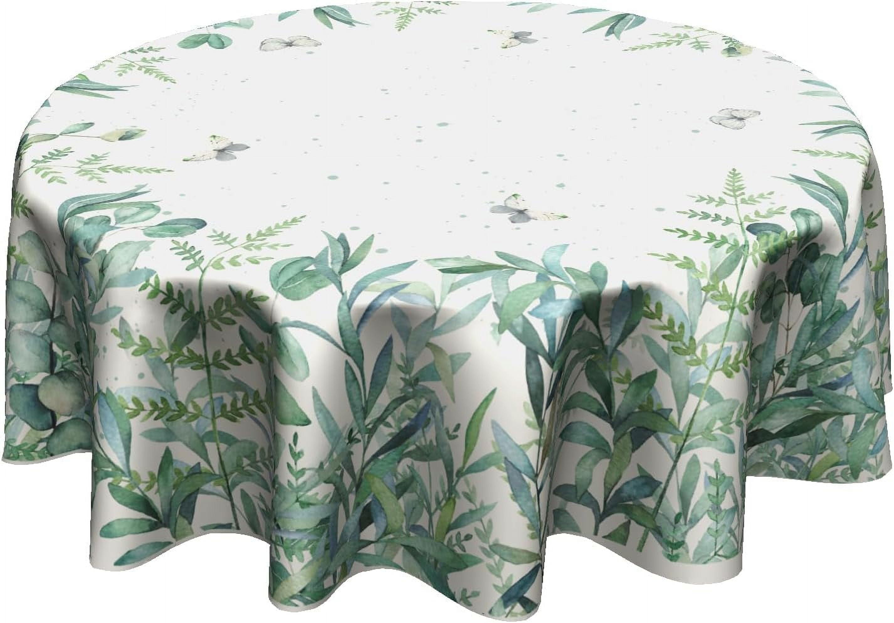 Leaf Flowers Spring Tablecloth Sage Green leaf Round Tablecloths 60 ...