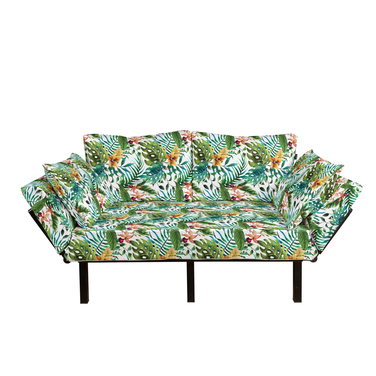 Leaf Futon Couch, Vintage Retro 60s Seem Banana Palm Tree Leaves ...
