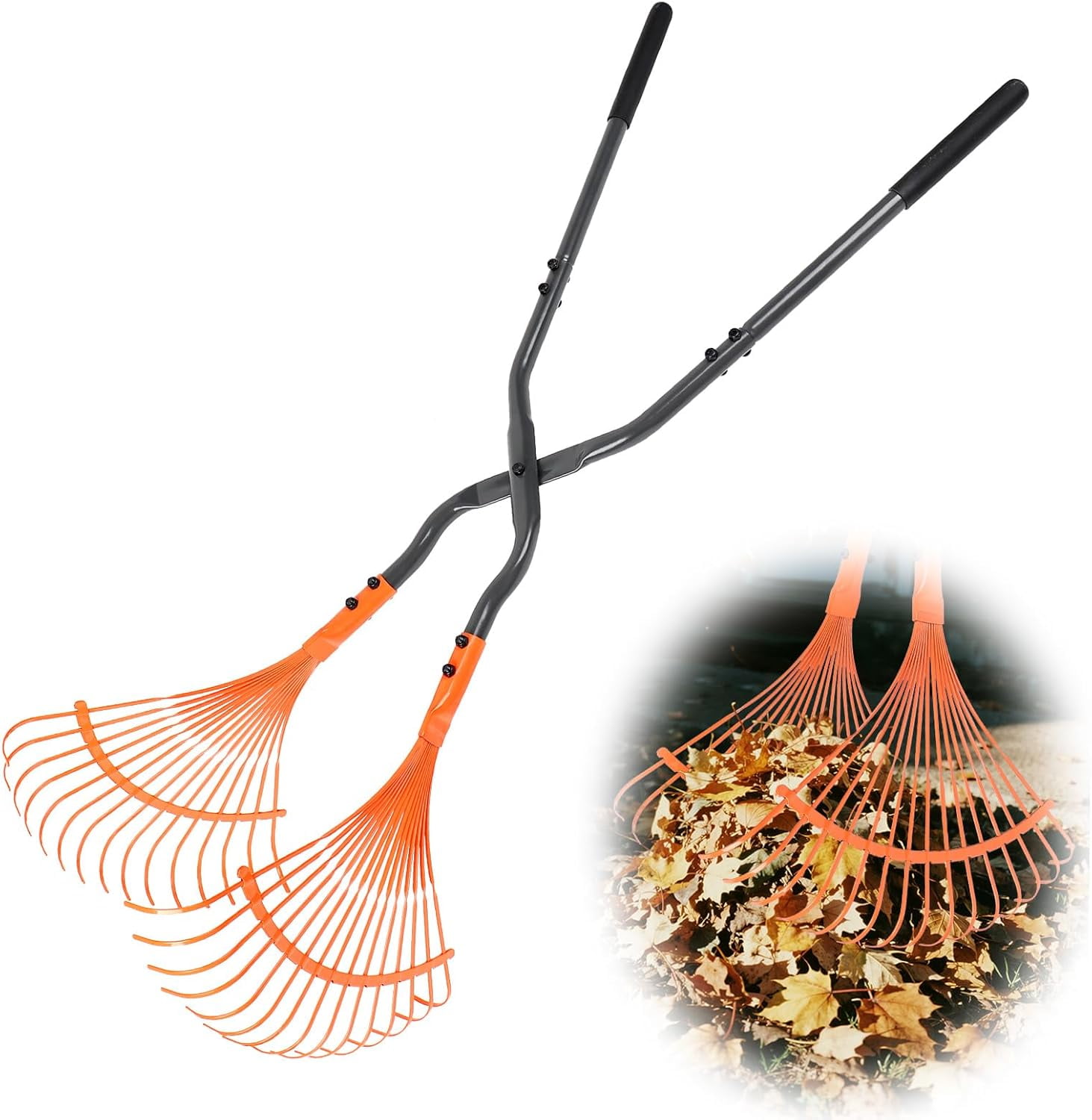 Leaf Grabber Rake with Long Handle,Metal Leaves Rakes,Lightweight Leaf ...