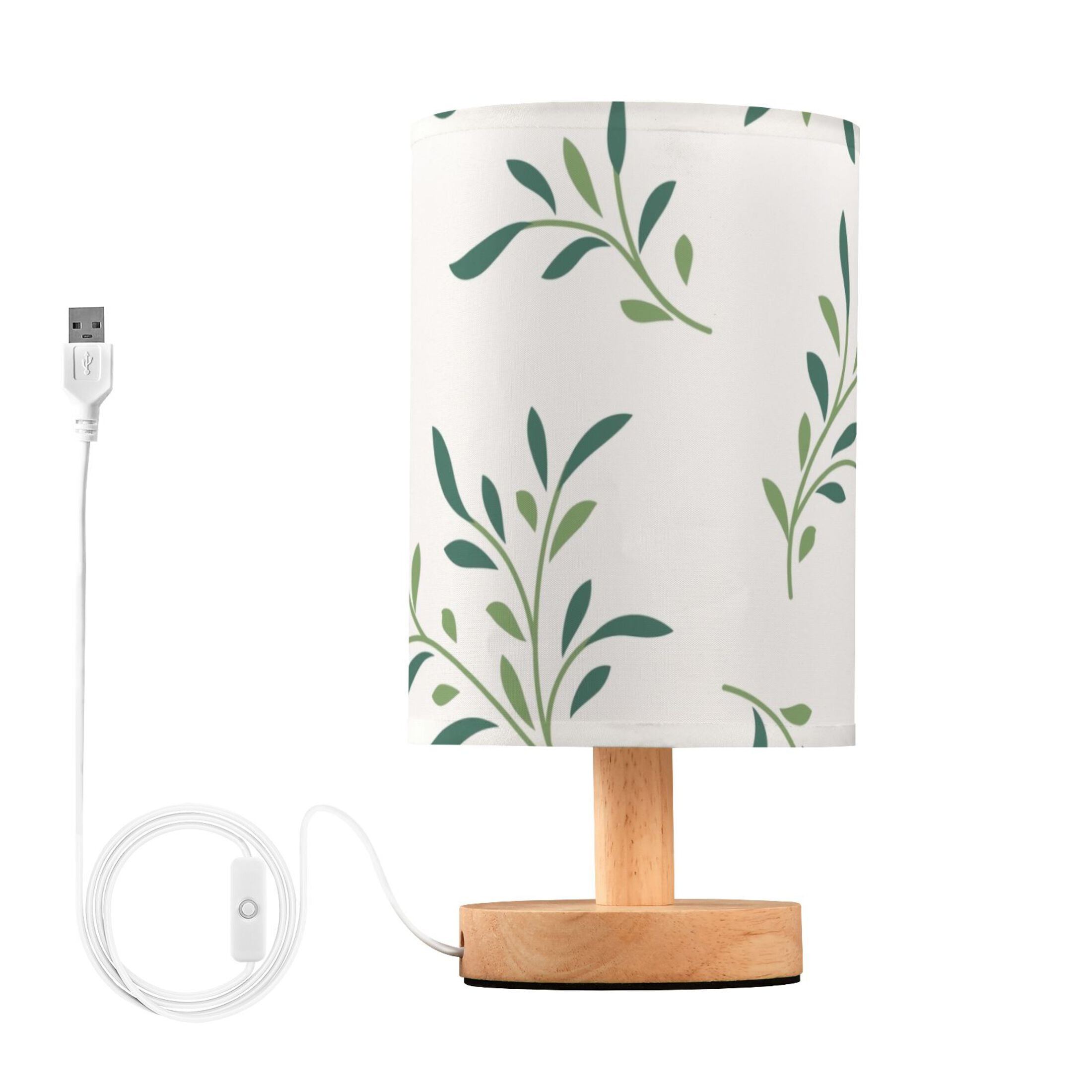 Leaf Green Bedside Table Lamp LED Warm Lights with USB Charging Port ...
