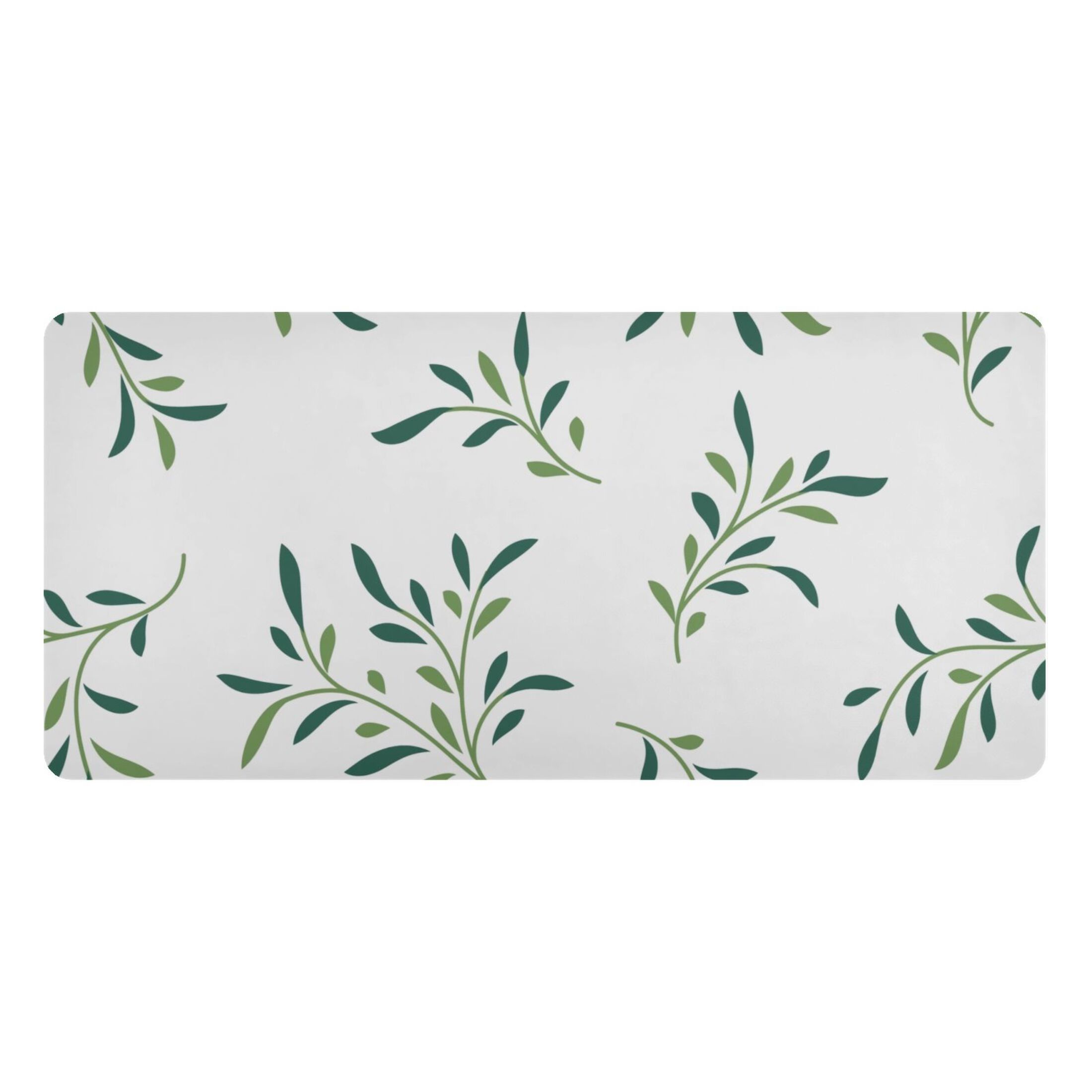 Leaf Green Desk Mats Large Mouse Pad Long Keyboard Computer Rubber Base ...