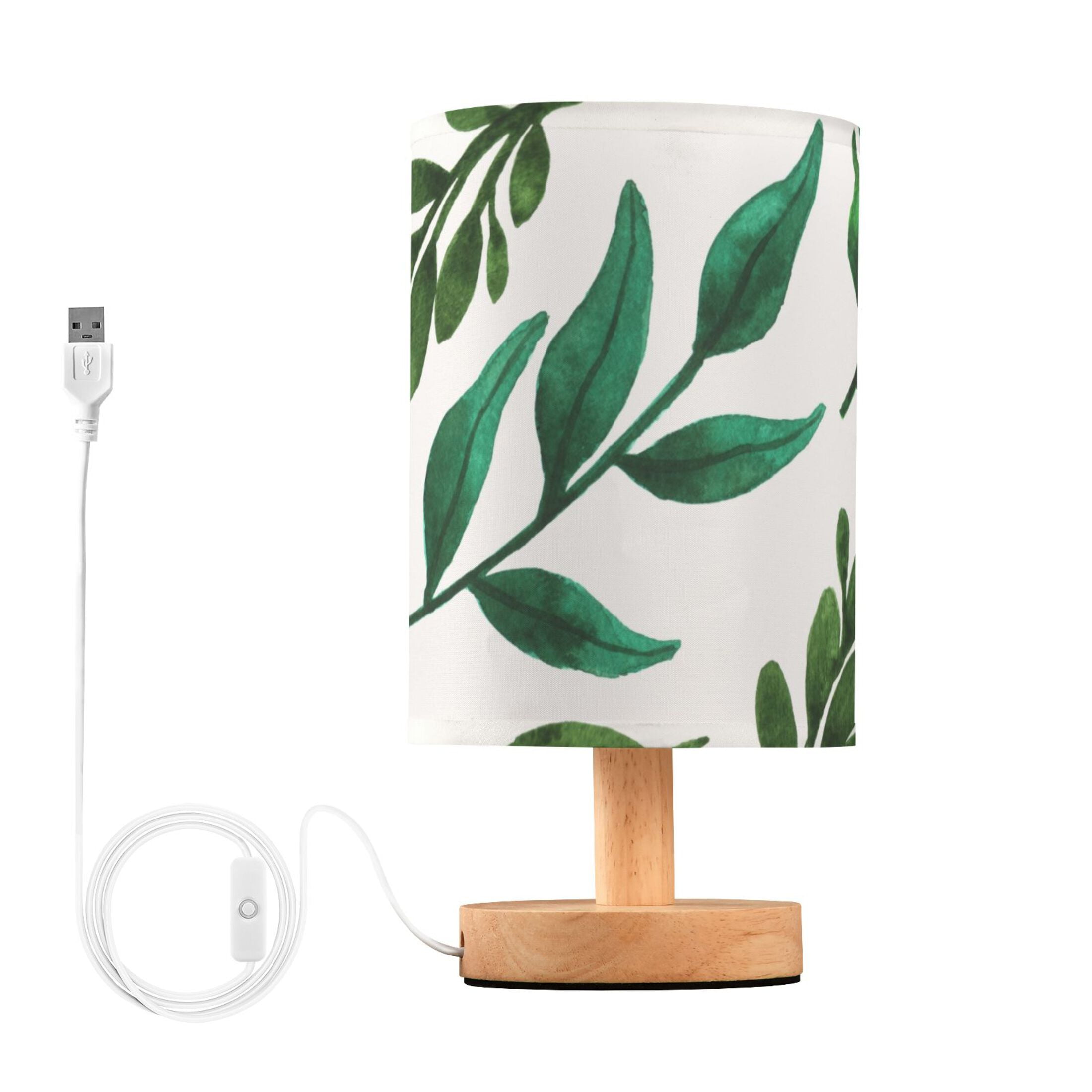 Leaf Green Leaves Bedside Table Lamp LED Warm Lights with USB Charging ...