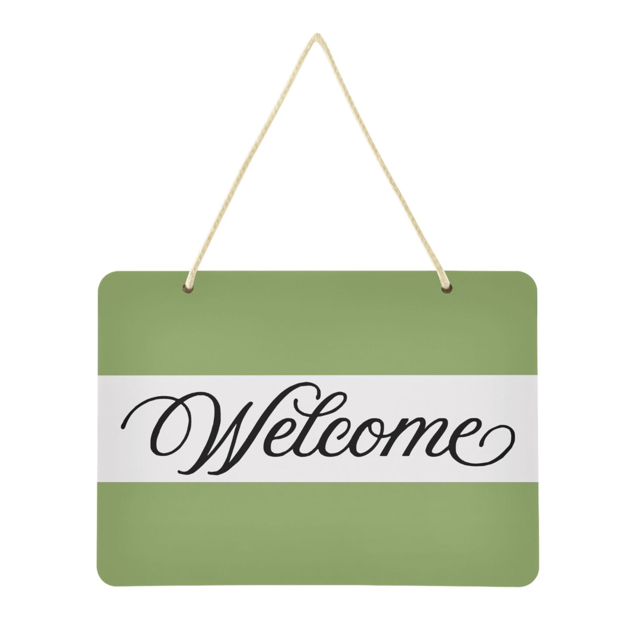 Leaf Green Welcome Sign Front Door PVC 14x10 inch Hanger Hello Sign ...
