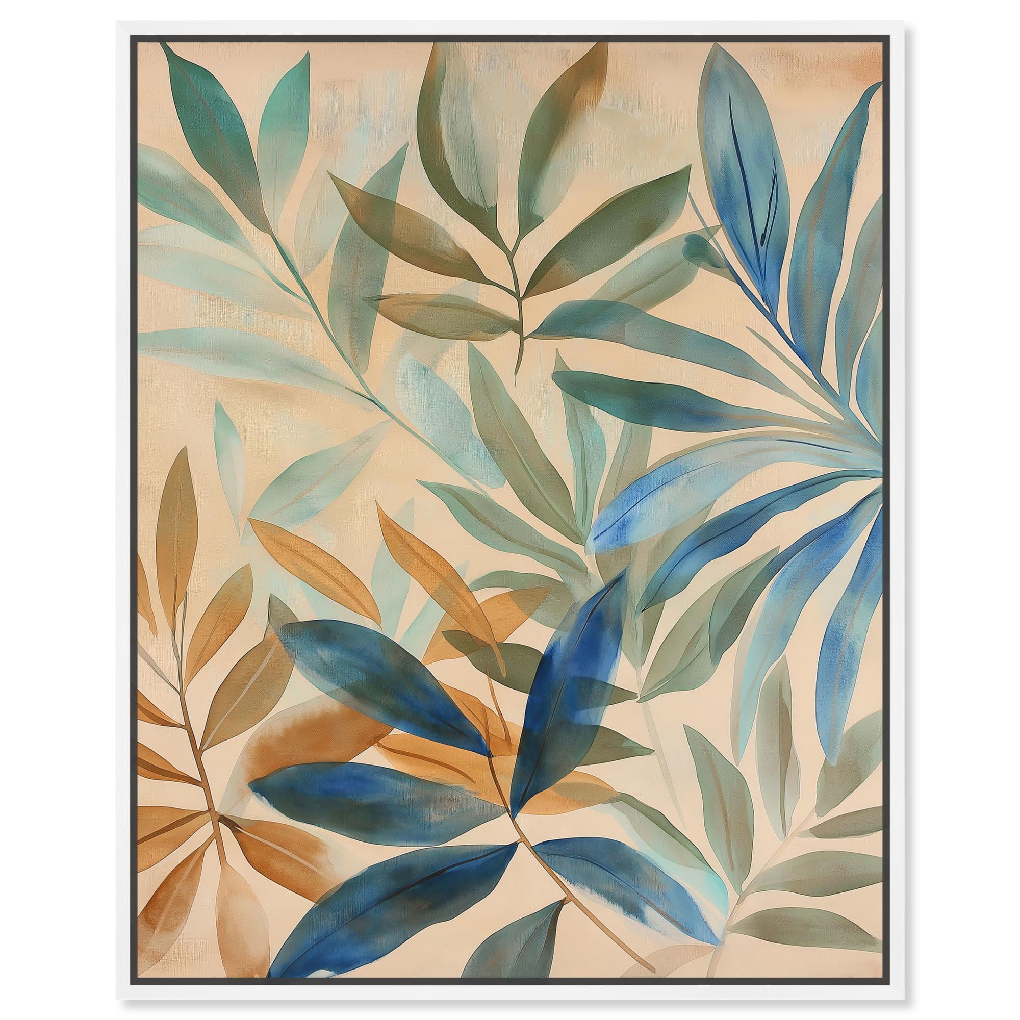 Leaf Labyrinth I Canvas Boho Floral Print by Art Remedy, White Frame ...