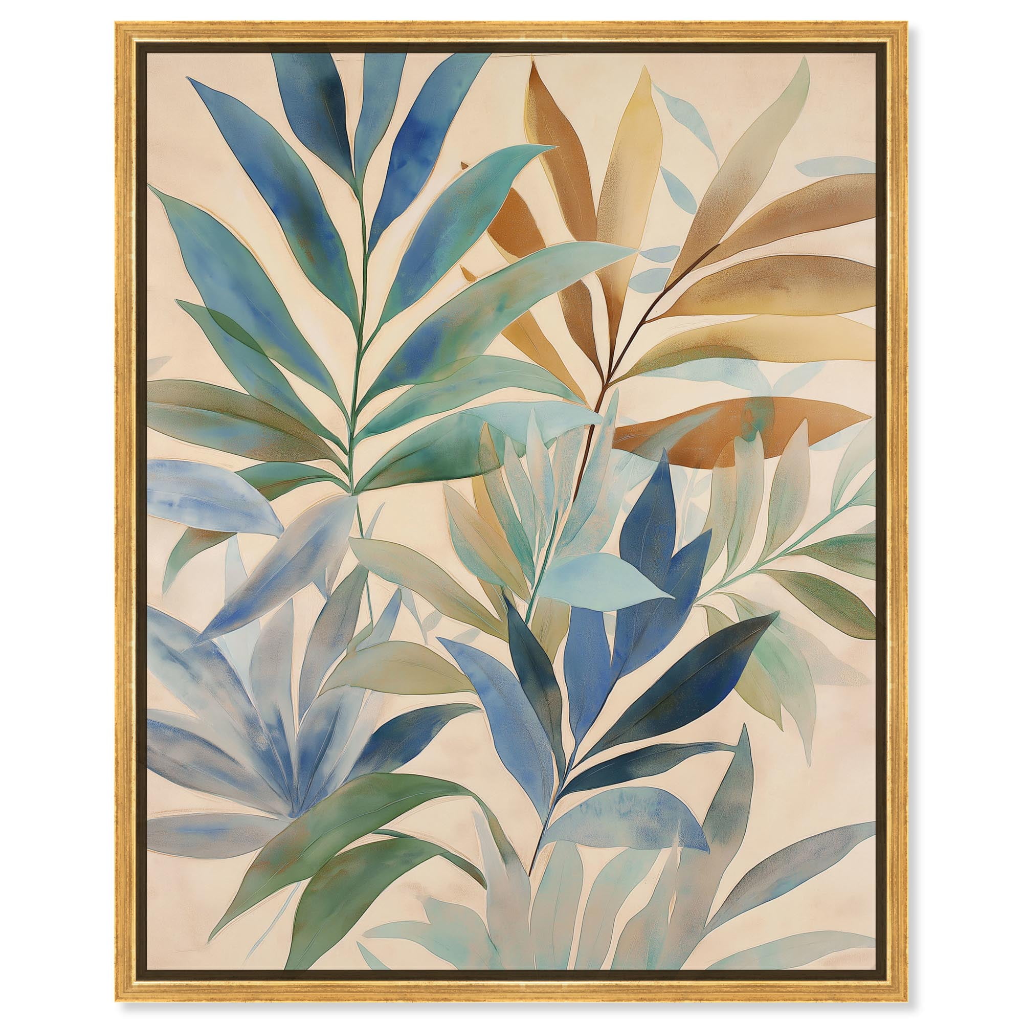 Leaf Labyrinth II Canvas Boho Floral Print by Art Remedy, Gold Frame ...