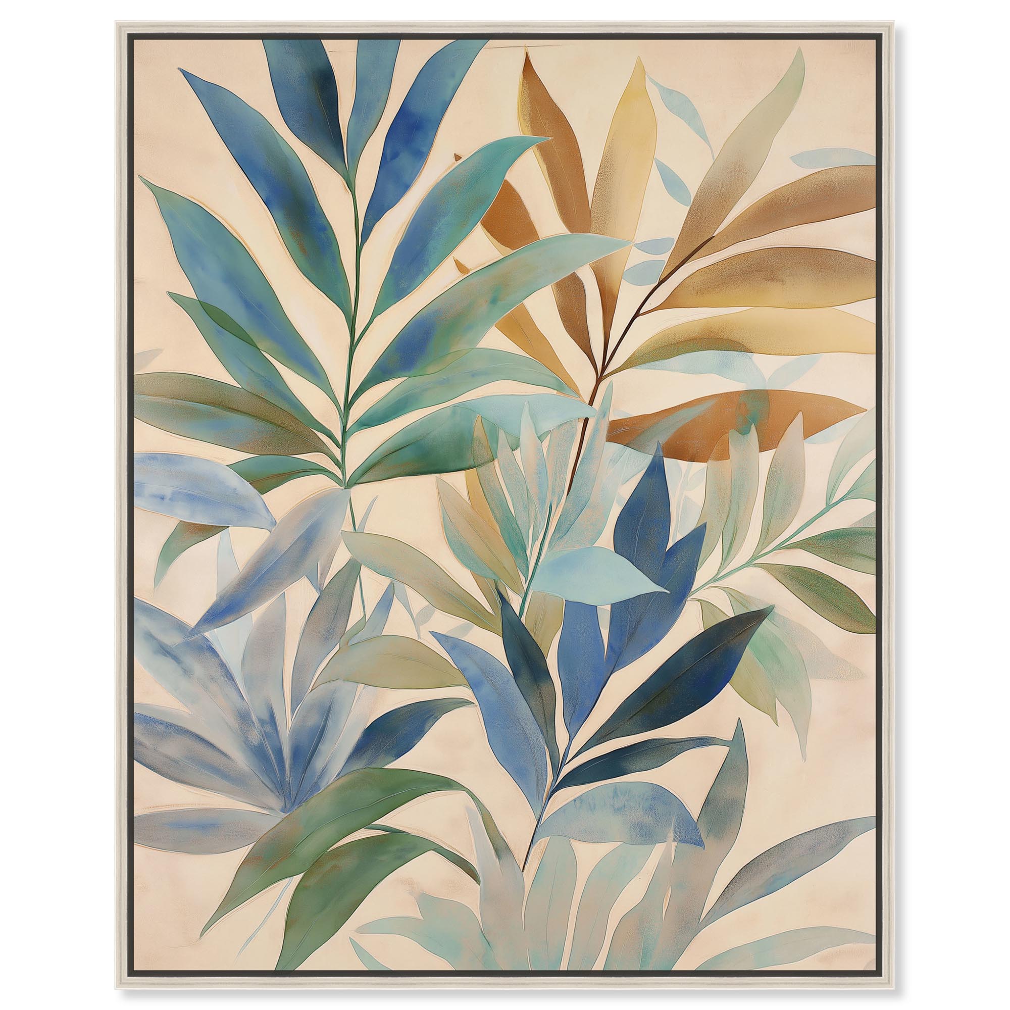 Leaf Labyrinth II Canvas Boho Floral Print by Art Remedy, Silver Frame ...