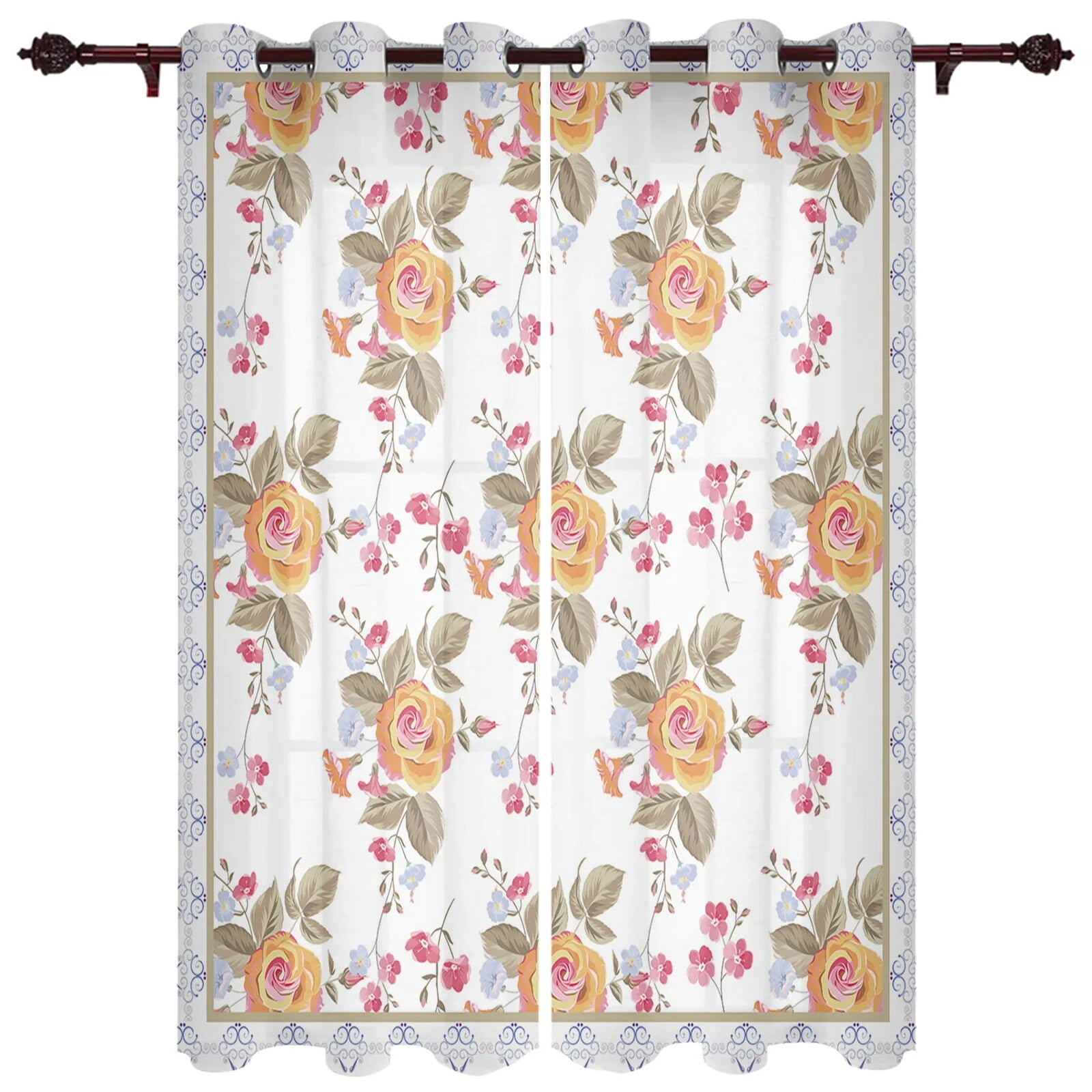 Leaf Line Flower Plant Childrens' Room Curtain Hall Living Room Window ...