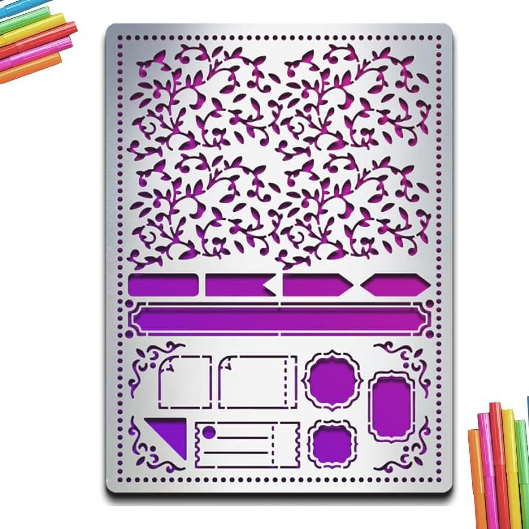 Leaf Metal Stencils Leaf Journal Planner Stencils Vintage Border ...