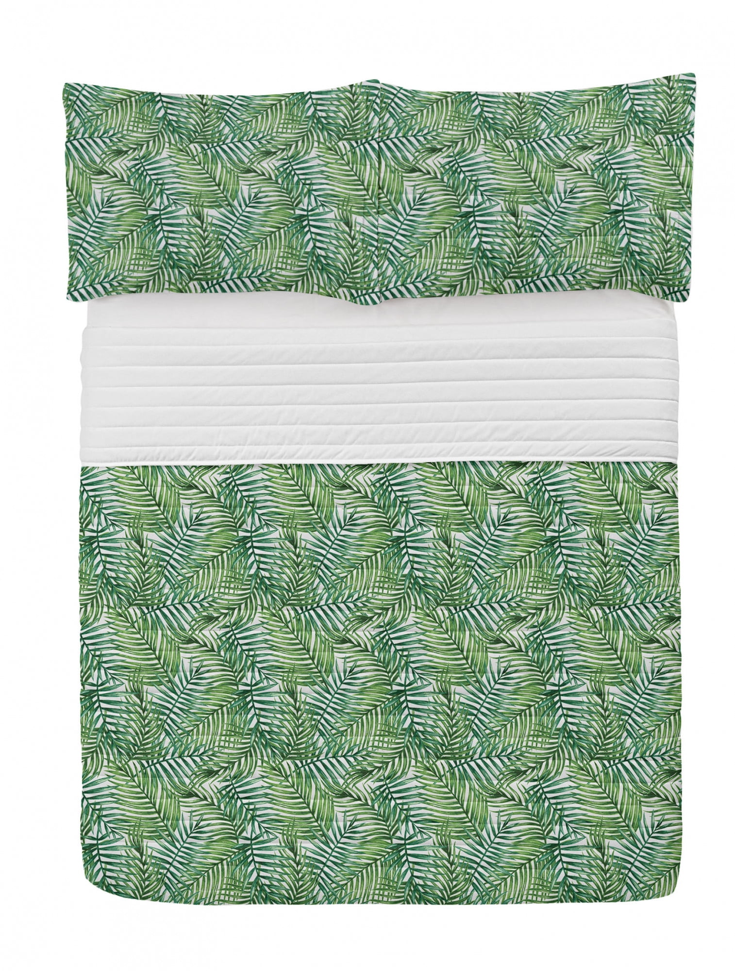 Leaf Microfiber Bedspread Set, Watercolor Print Botanical Wild Palm ...