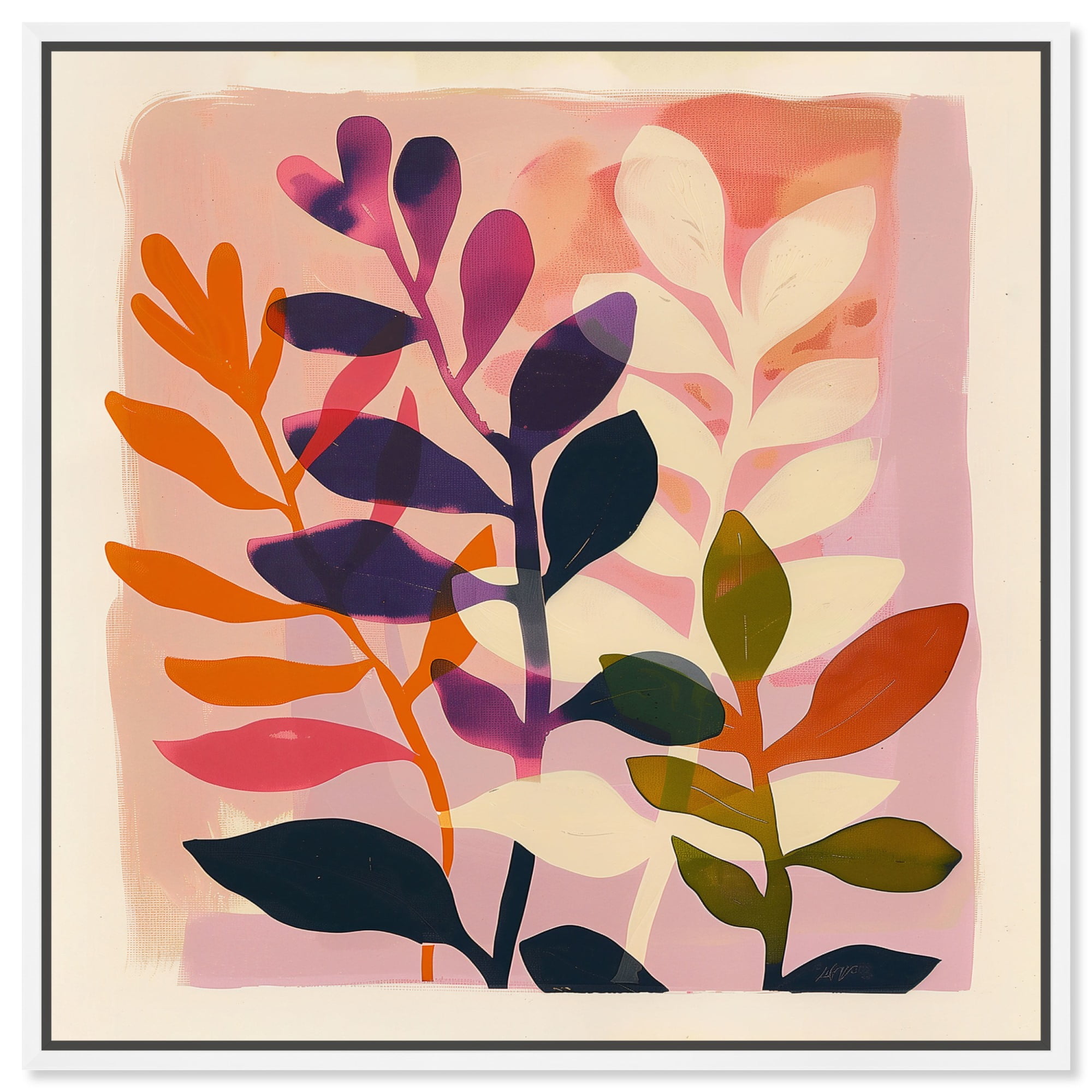 Leaf Parade Canvas Pop Art Prints by Art Remedy, White Frame, 40" x 40 ...
