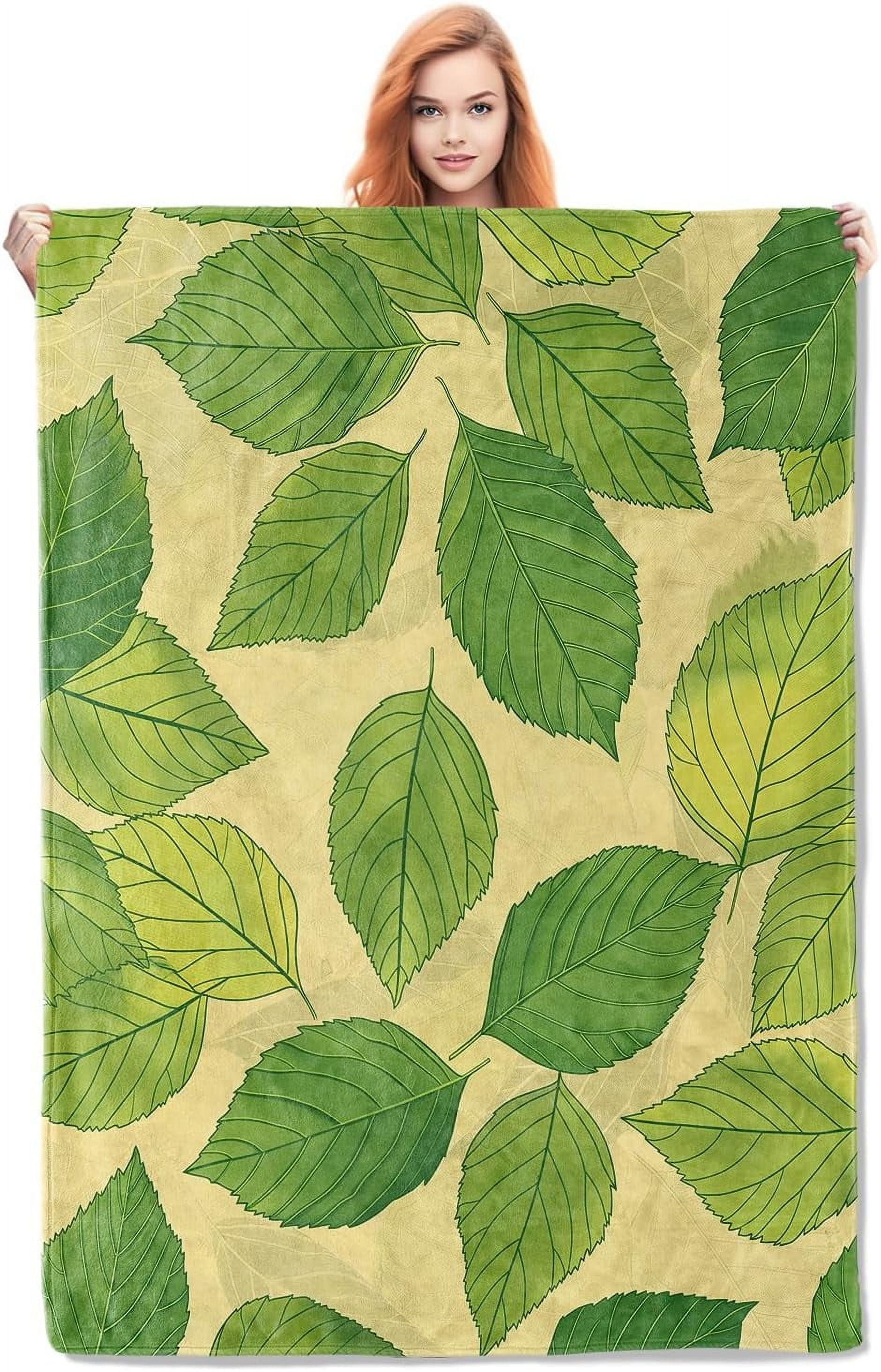Leaf Pattern Blanket Gifts for Adults Kids Soft Warm Lightweight Cozy ...
