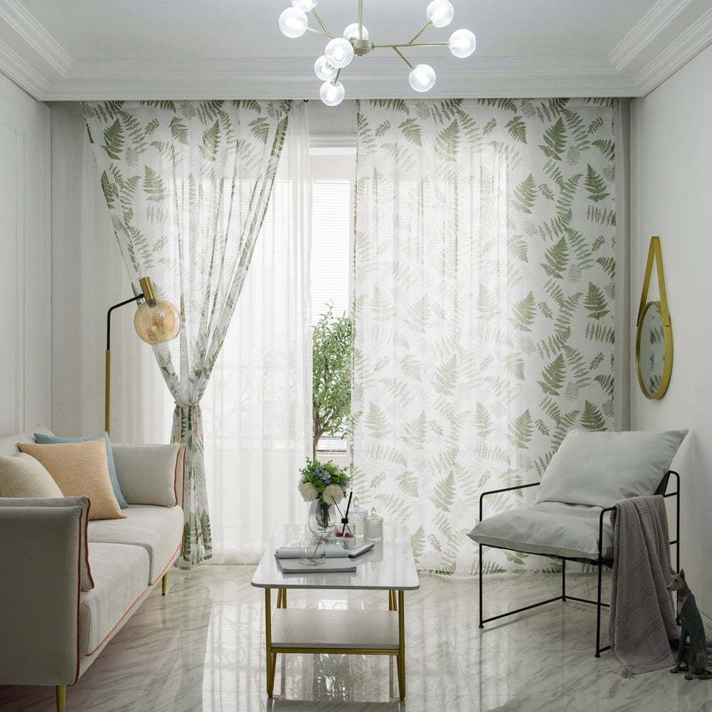 Leaf Pattern Curtain Sheers, Sheer White Curtains with Vine Design ...