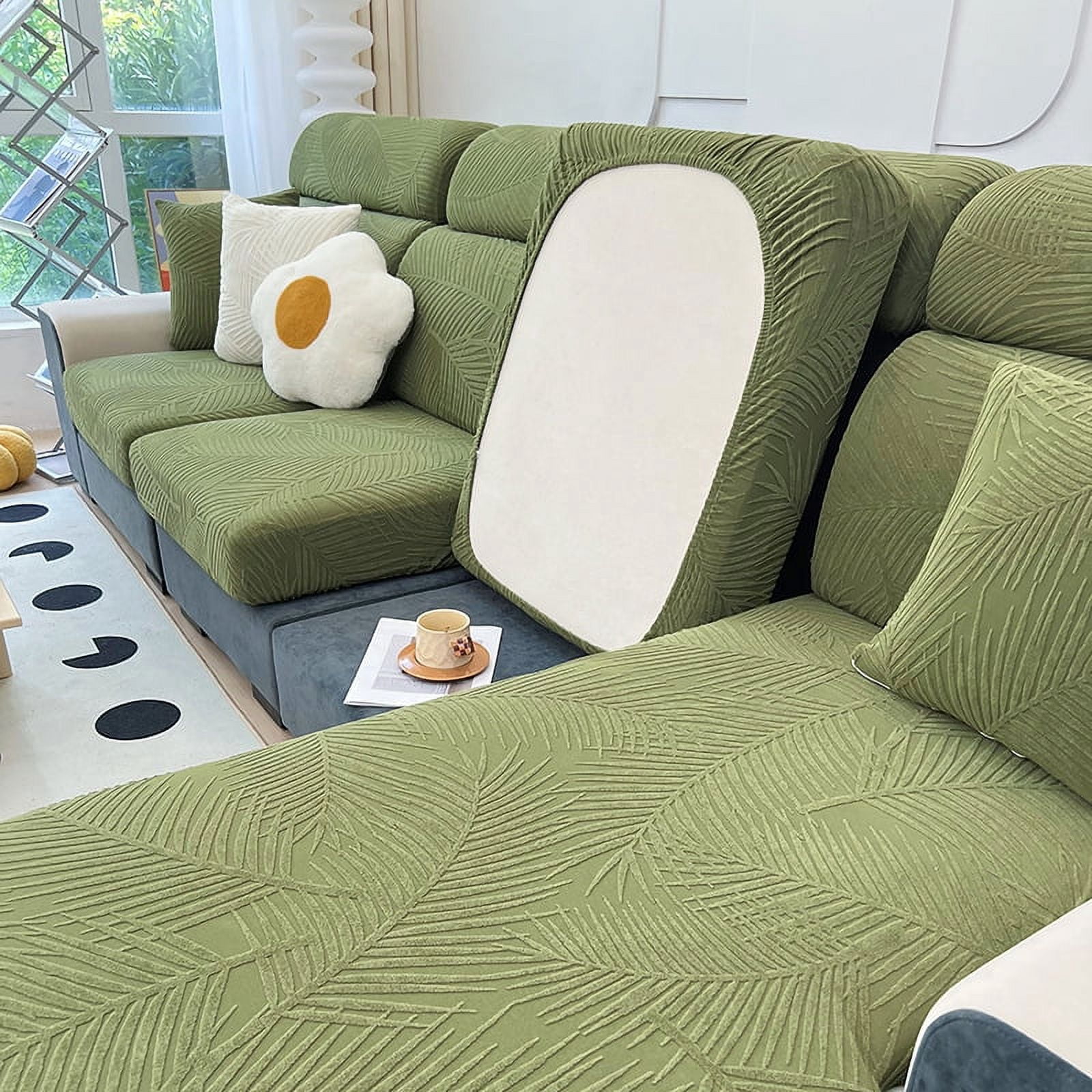 Leaf Pattern Jacquard Sofa Cover, Waterproof Anti-Dirt, Soft ...