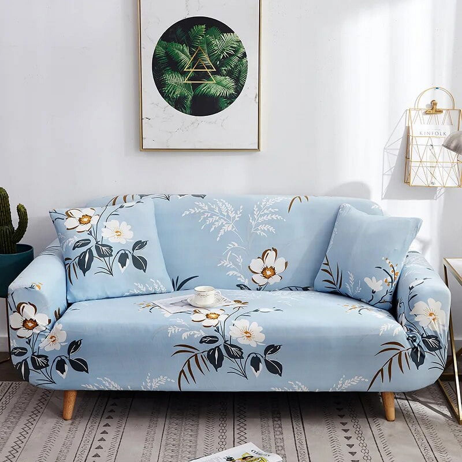 Leaf Pattern Sofa Cover for Living Room Elastic Furniture Sofa Cover ...
