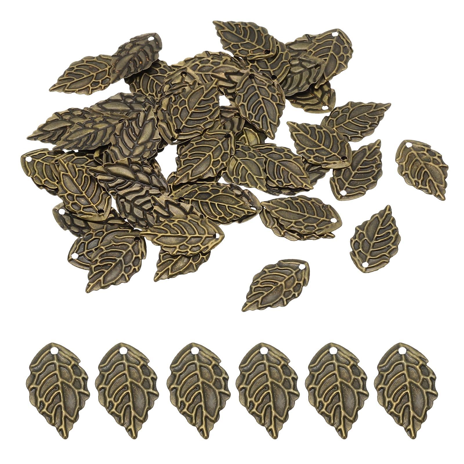 Leaf Pendants, 50 Pack Metal Tree Leaf Beads Bulk Leaves Charm for ...