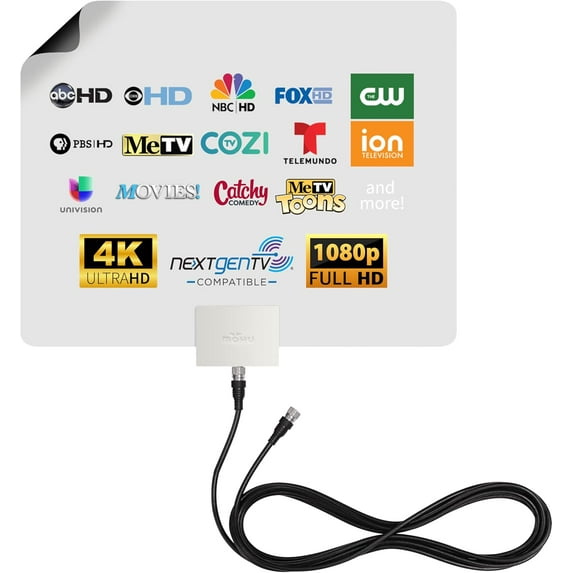 Leaf Plus Paper-Thin Indoor TV Antenna, Amplified, UHF VHF, 60-Mile Ran ...