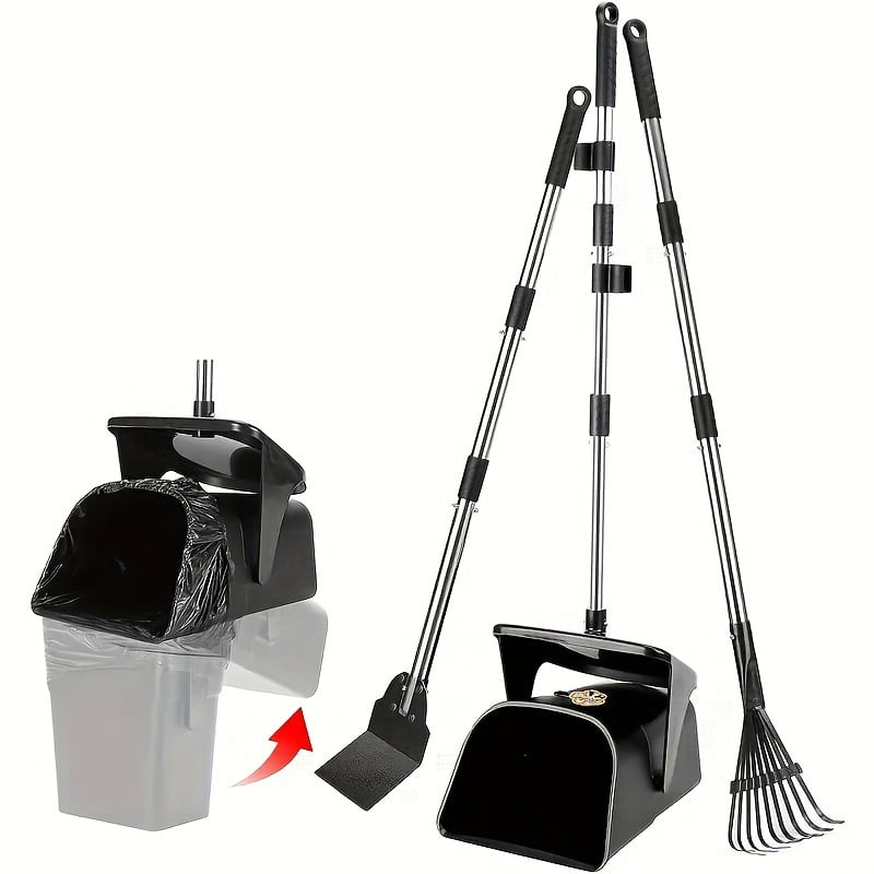 Leaf Pooper Scooper Heavy-Duty Swivel Bin, Rake, And Spade For Easy ...