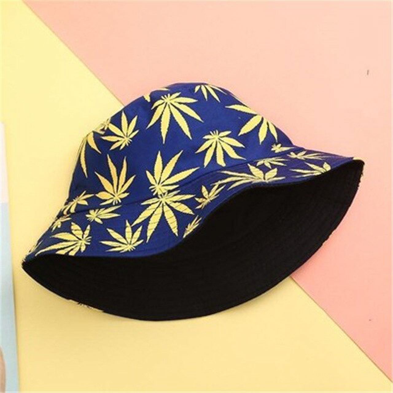 Leaf Print Bucket Hat Double-Sided Panama Hip Hop Caps Couple Women Men ...