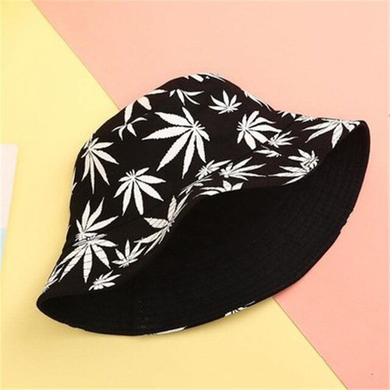 Leaf Print Bucket Hat Double-Sided Panama Hip Hop Caps Couple Women Men ...